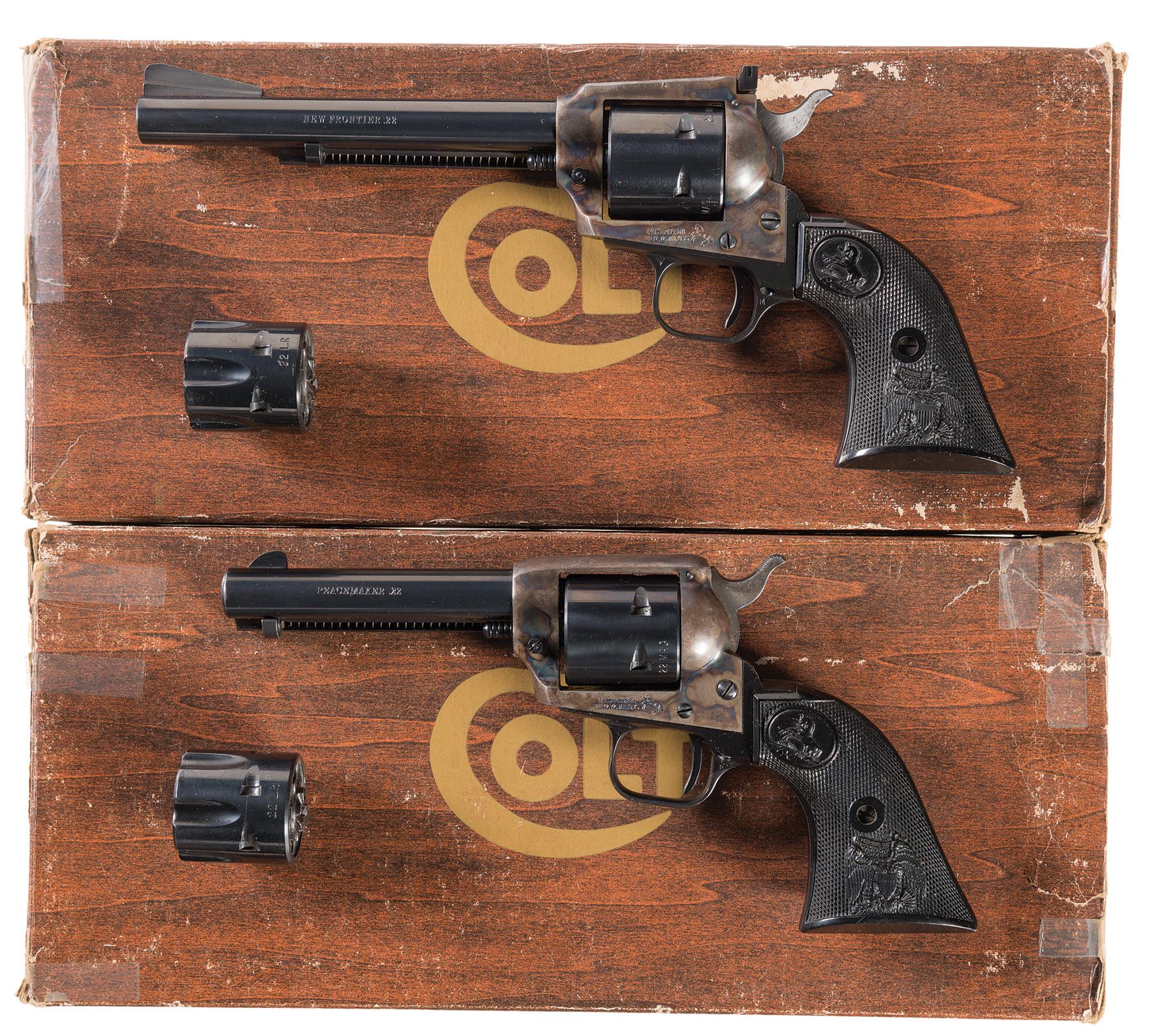 Two Colt Single Action Dual Cylinder Revolvers with Boxes | Rock Island ...