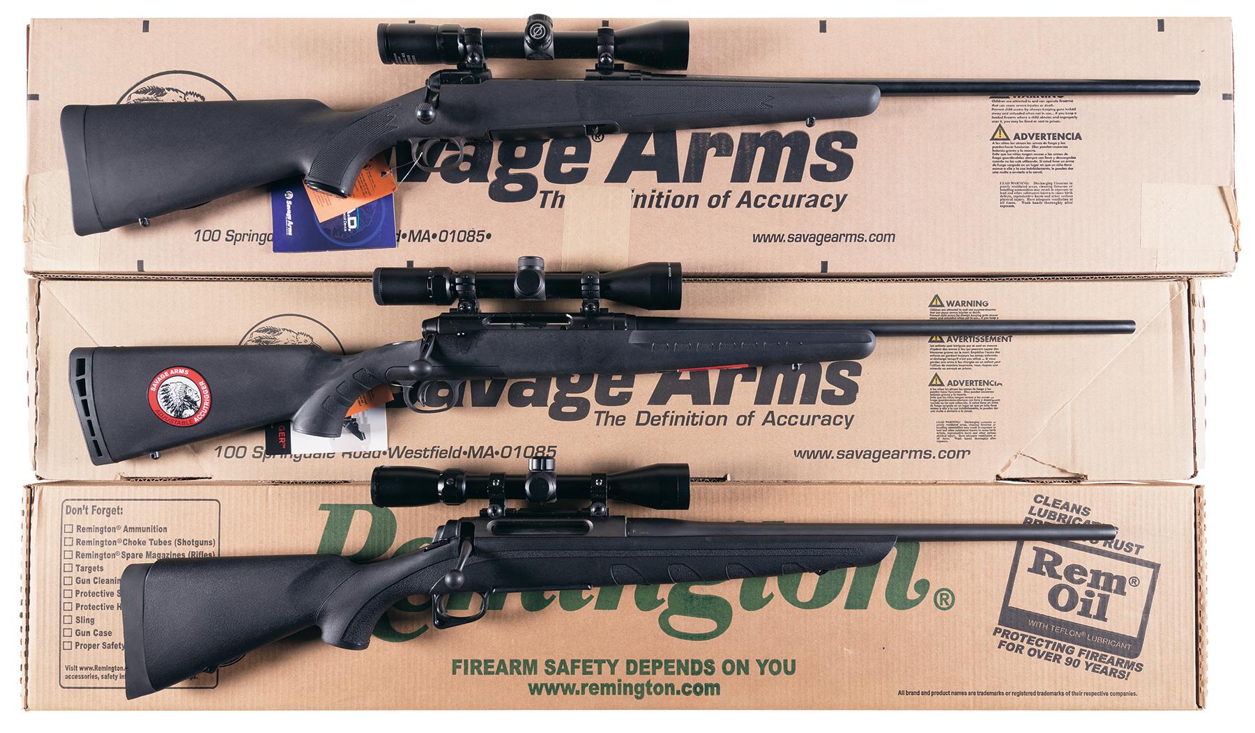 Three Scoped Bolt Action Rifles with Boxes | Rock Island Auction