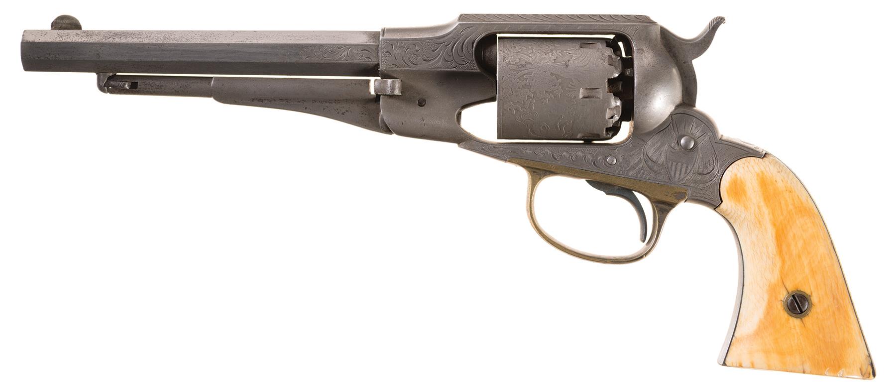 Engraved Remington-Rider New Model Belt Double Action Revolver | Rock ...