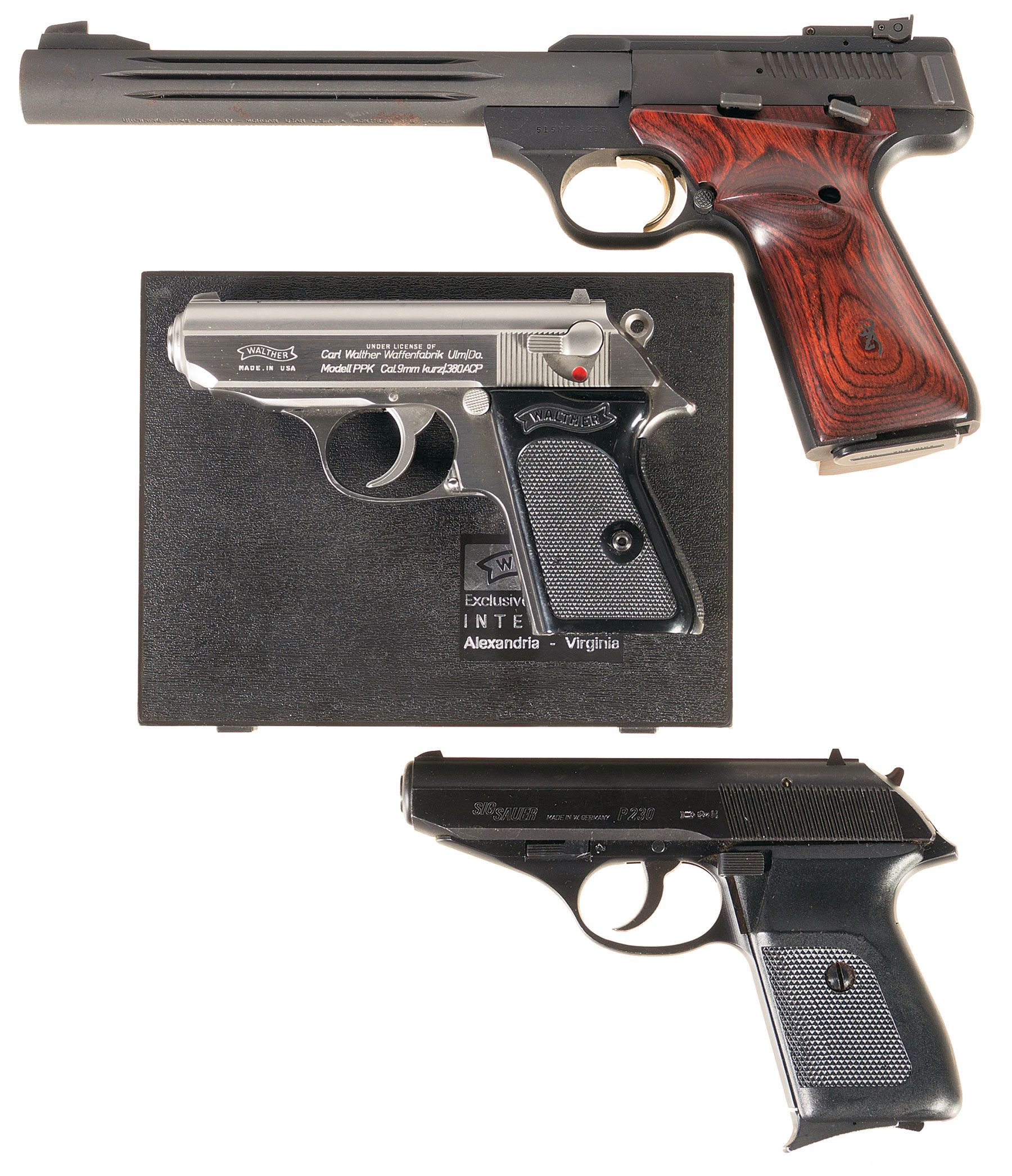 Three Semi-Automatic Pistols -A) Browning Buck Mark Bullseye Pis