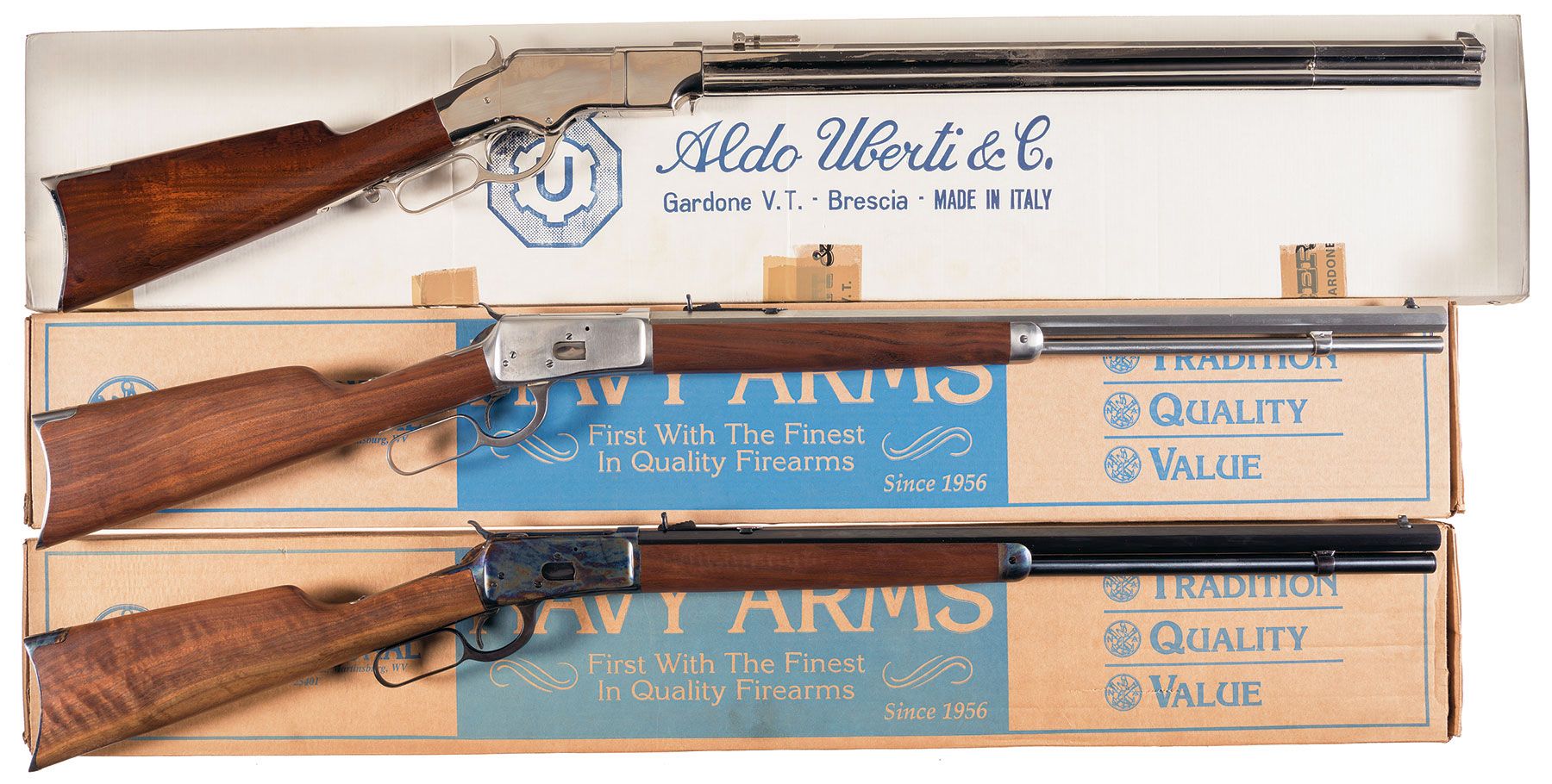 Three Lever Action Rifles with Boxes -A) Uberti Model 1860 Henry | Rock ...