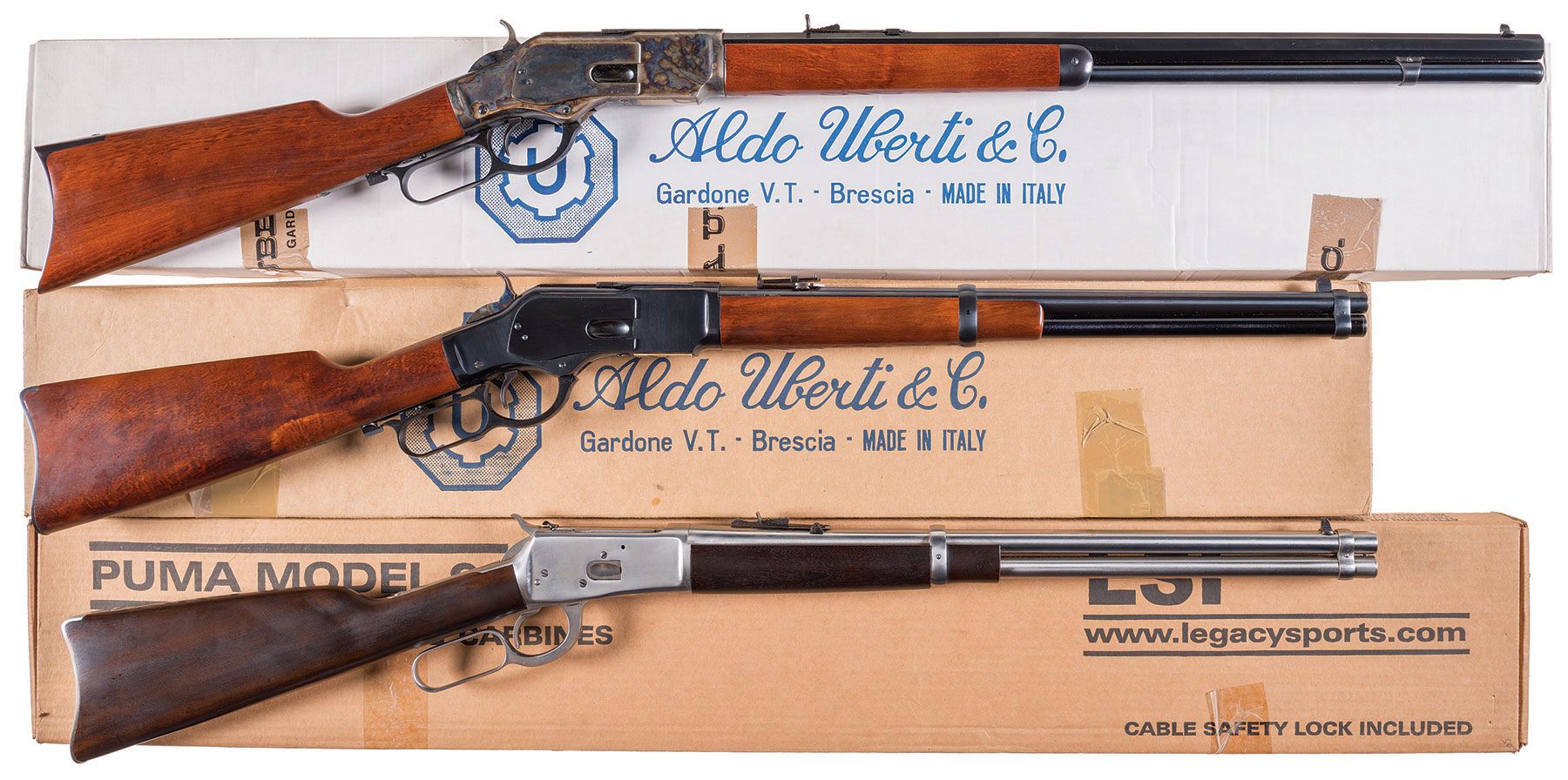 Three Lever Action Longarms with Boxes -A) Uberti Model 1873 Rif | Rock ...