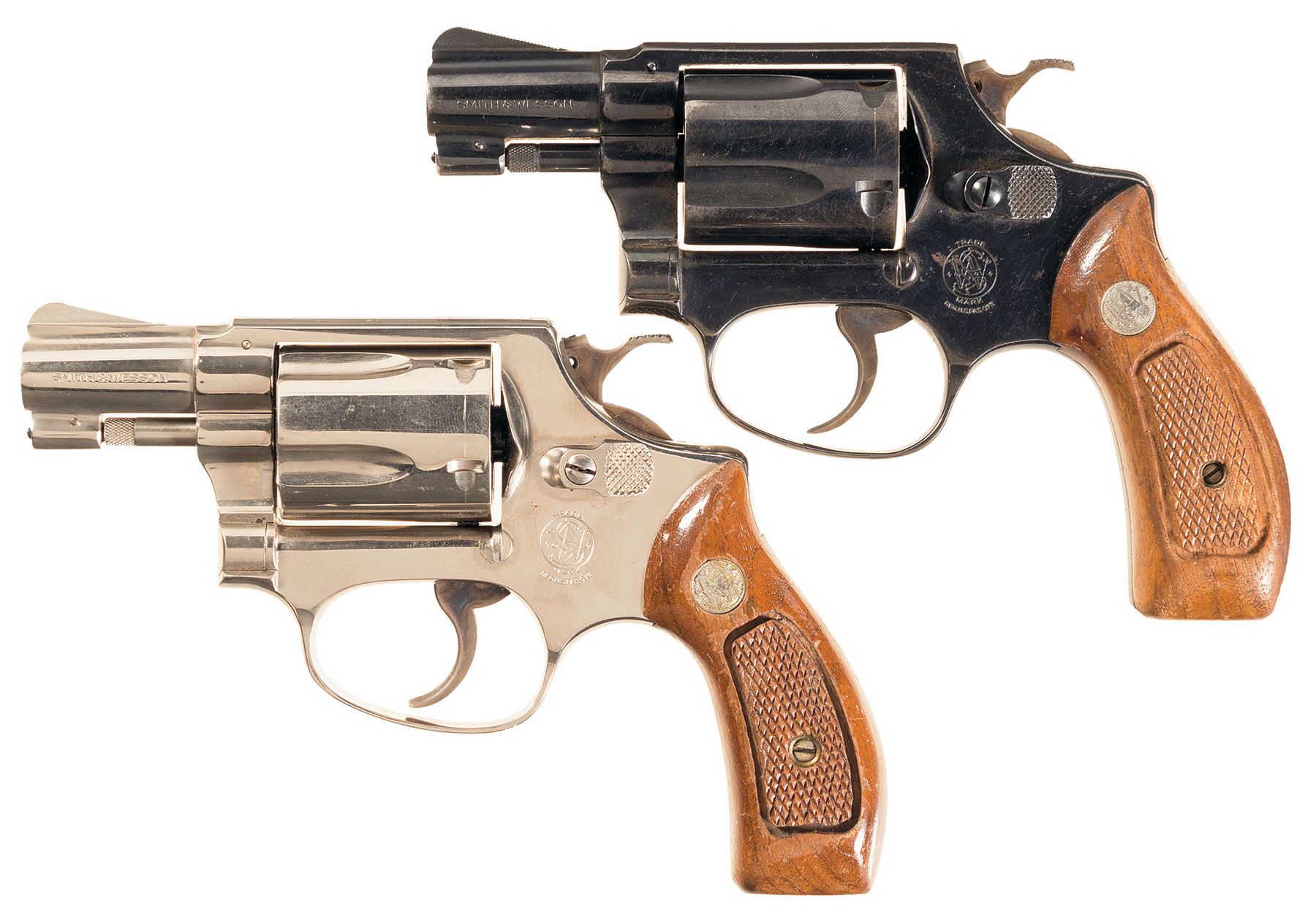 Two Smith & Wesson Model 36 Double Action Revolvers and Holsters | Rock ...
