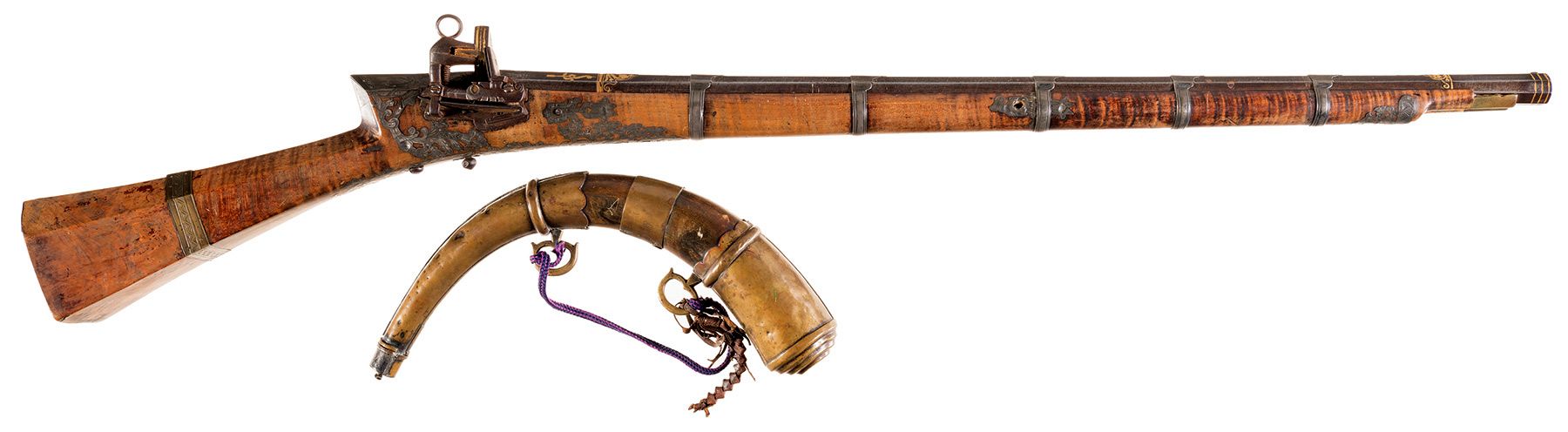 Ottoman Miquelet Rifle with Powder Horn | Rock Island Auction
