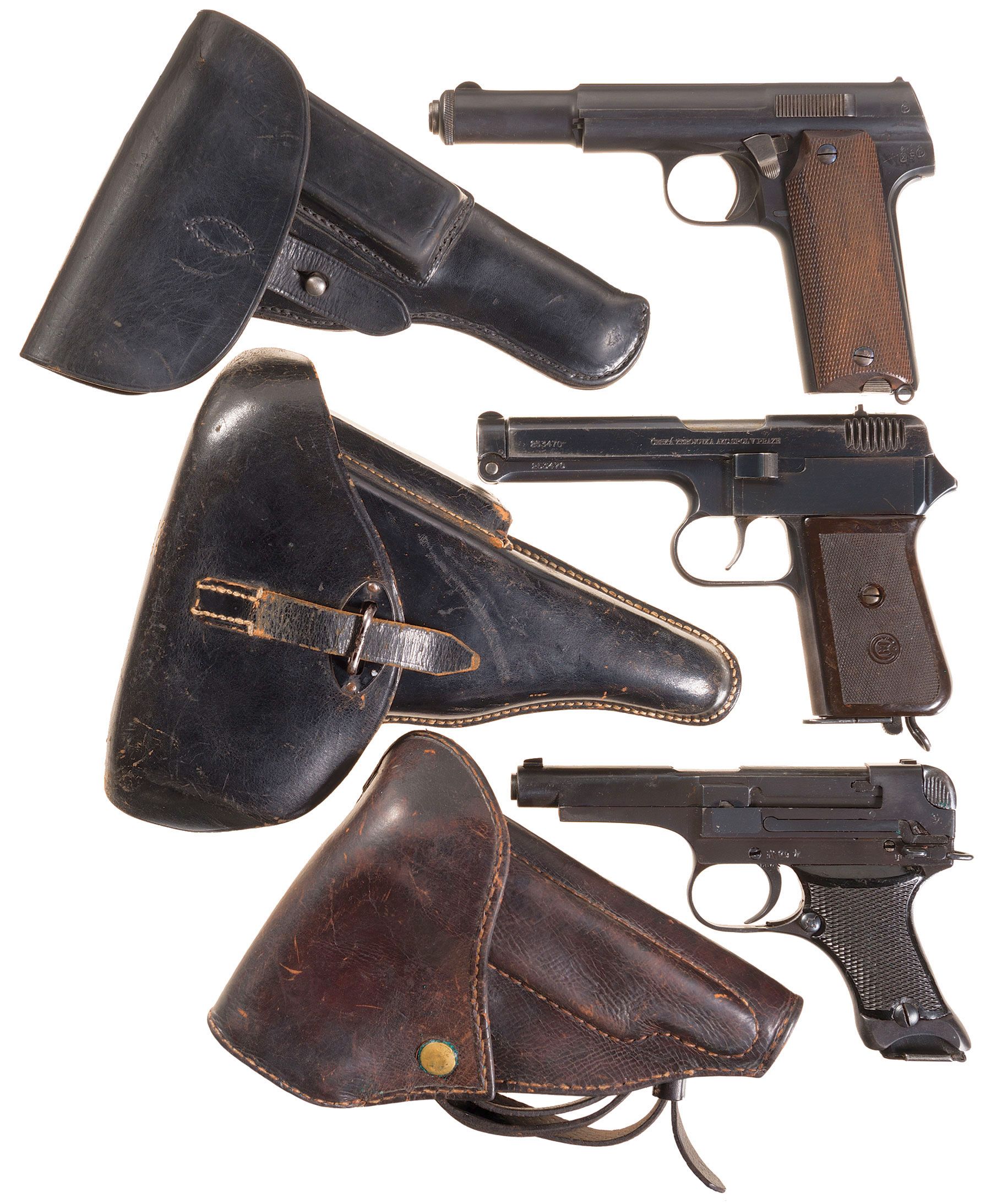 Three World War II Era Semi-Automatic Pistols with Holsters -A) | Rock ...