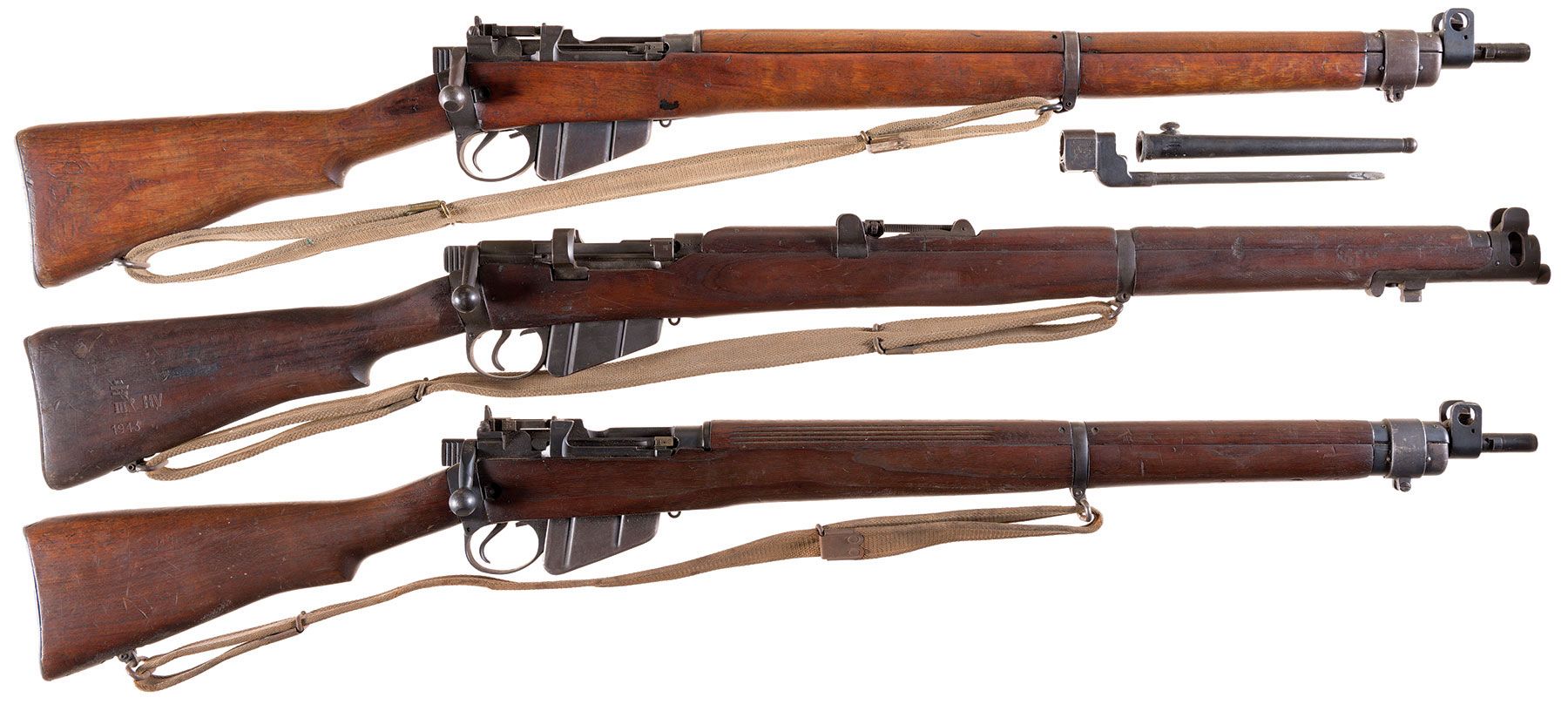 Three Short Magazine Lee-Enfield Bolt Action Rifles -A) Savage N | Rock ...