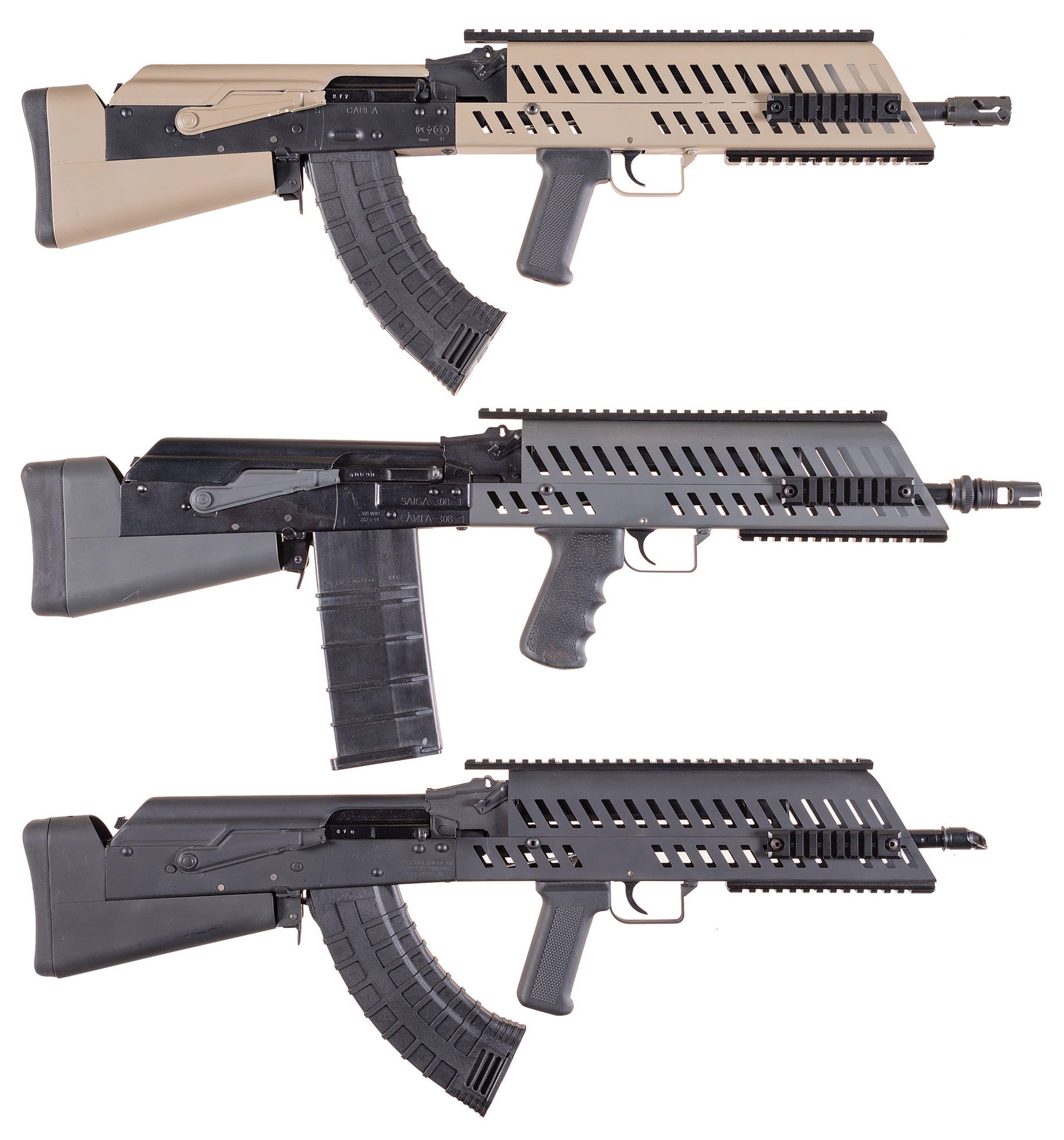 Three Bullpup Conversion Semi-Automatic Rifles -A) Izmash Saiga | Rock ...