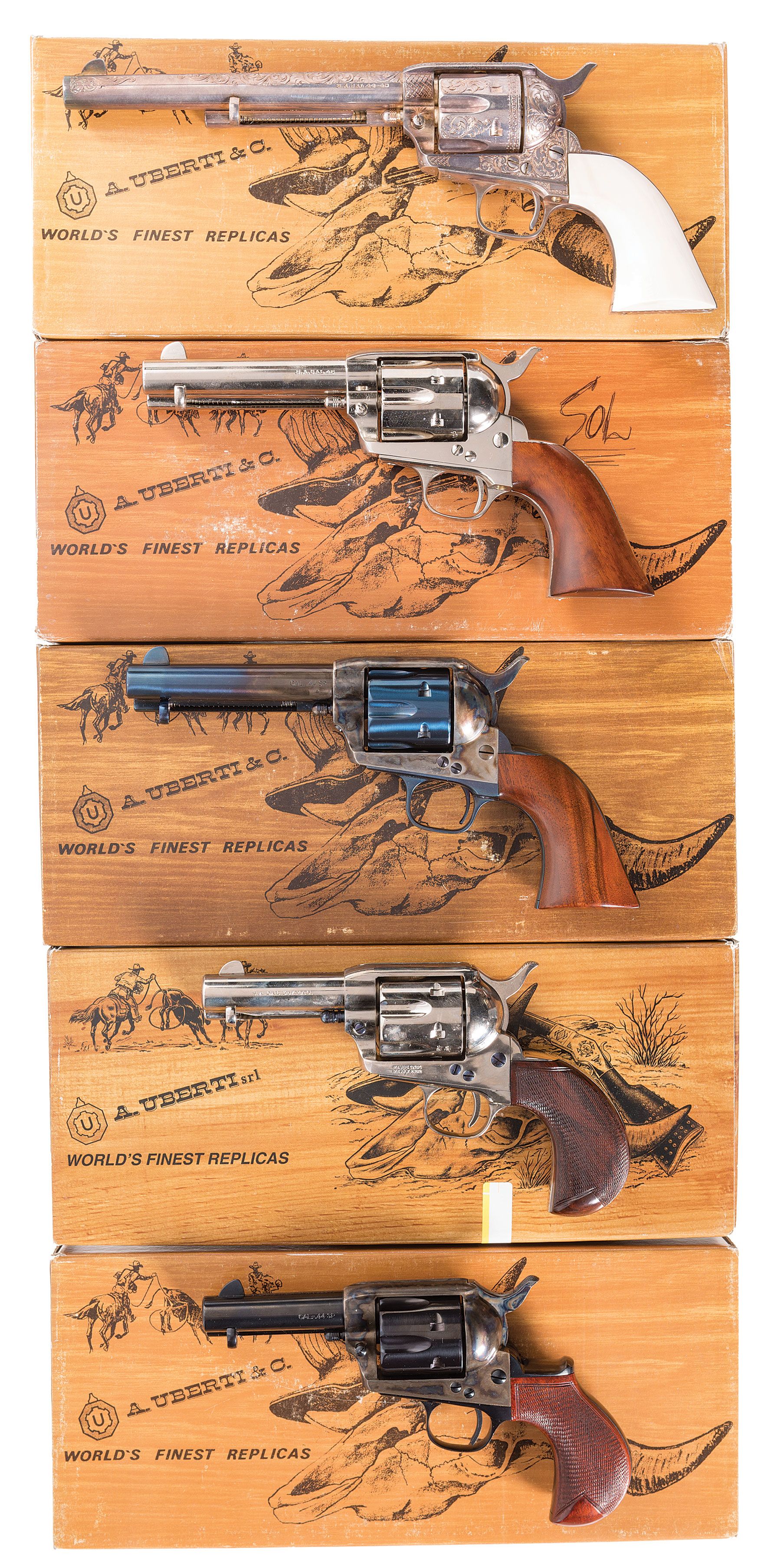 Five Uberti Single Action Army Revolvers with Boxes -A) Engraved | Rock ...