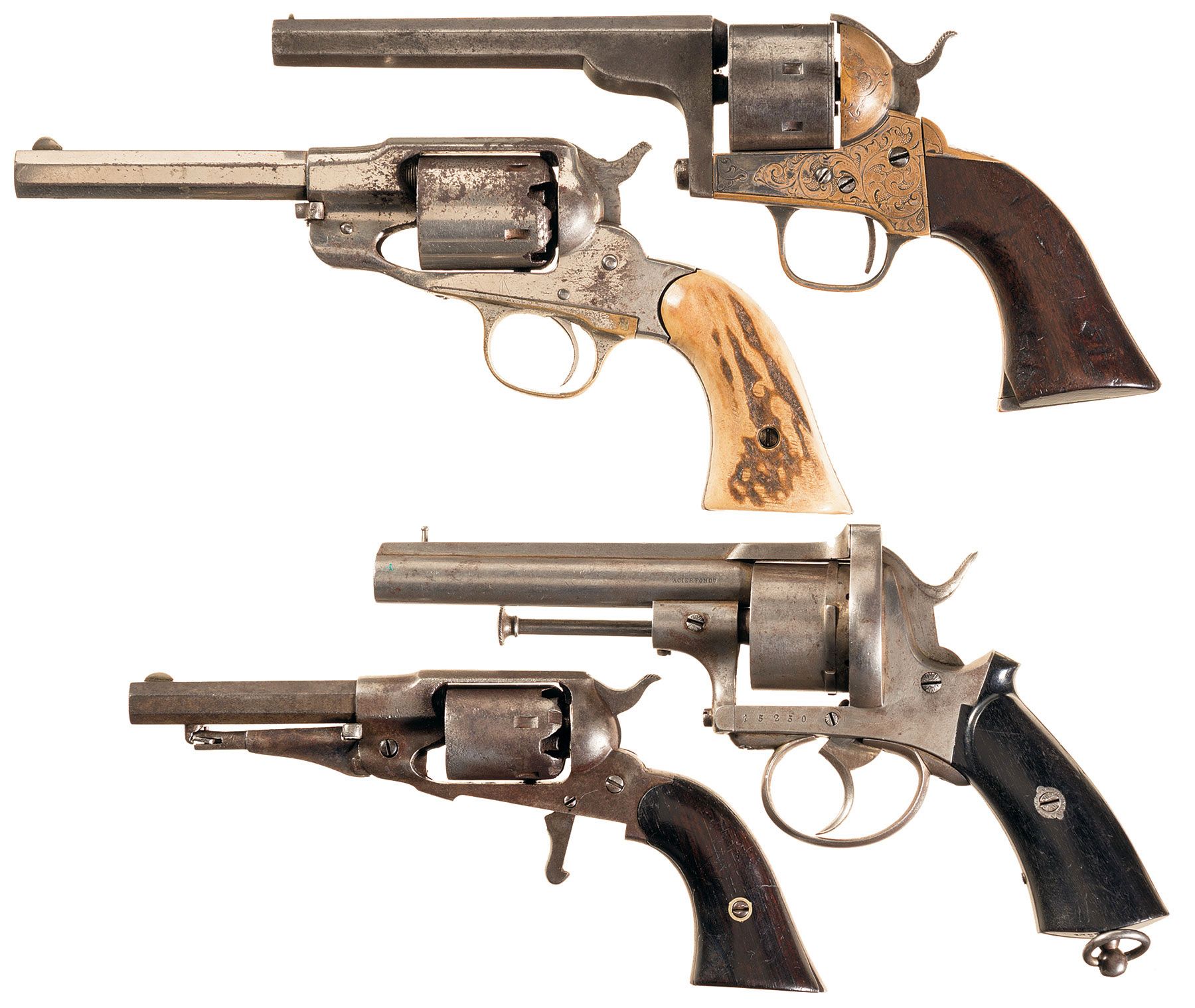 Four Antique Revolvers -A) Moore's Patent Belt Revolver | Rock Island ...