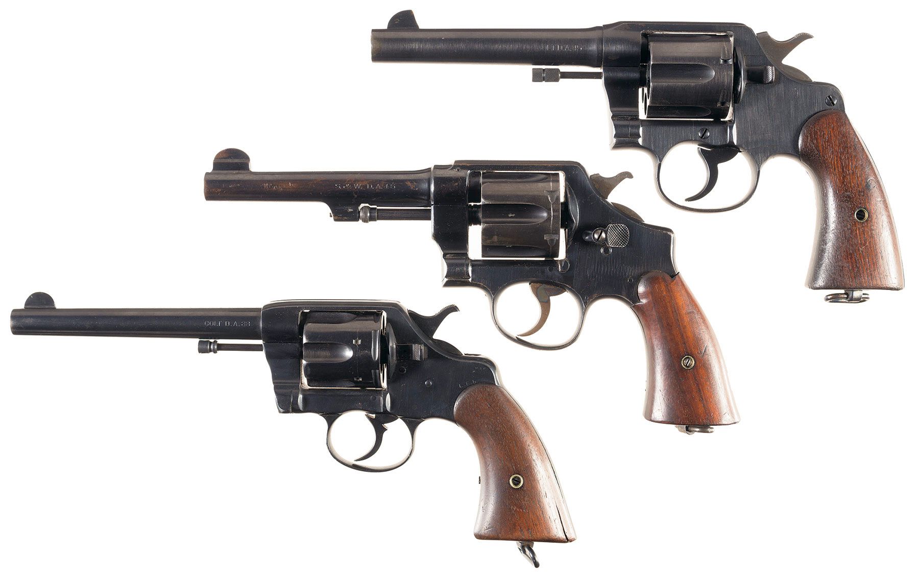 Three U.S. Military Double Action Revolvers -A) U.S. Army Colt M | Rock ...