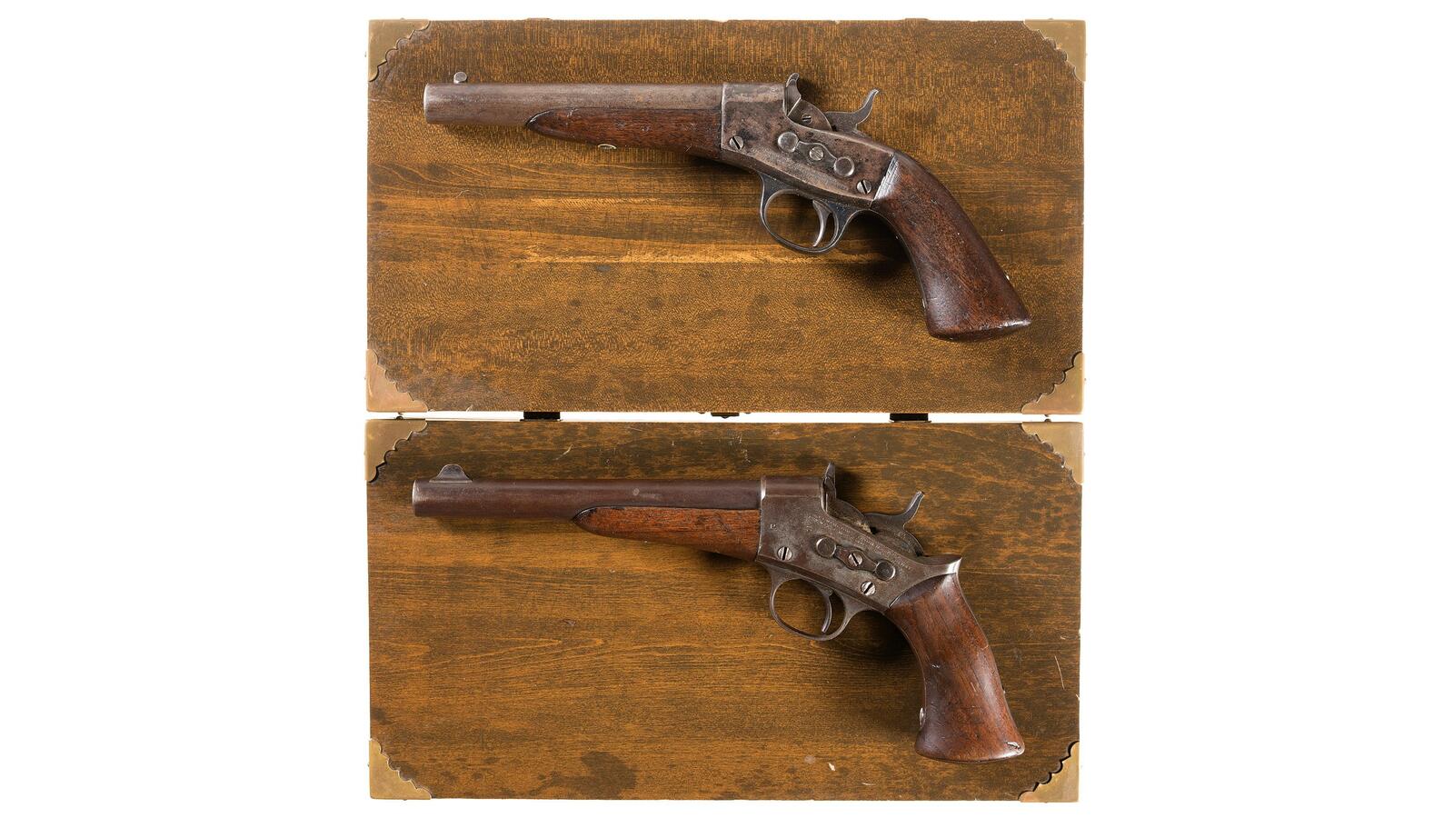 Two US Military Contract Remington Rolling Block Pistols w/Cases | Rock ...