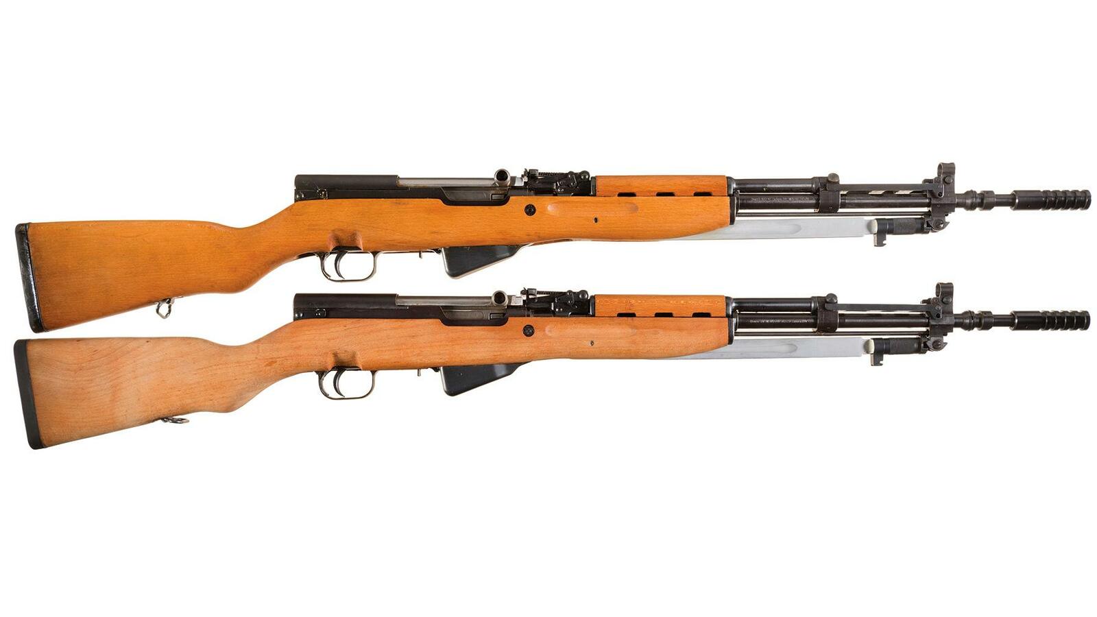 Two Yugoslavian SKS Semi-Automatic Rifles w/ Bayonets | Rock Island Auction Two Yugoslavian SKS Semi-Automatic Rifles w/ Bayonets | Rock Island Auction