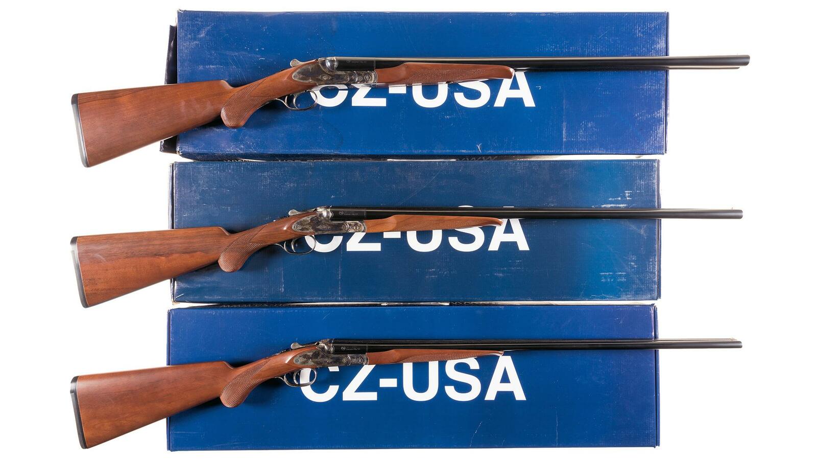 Three Factory Engraved Cz Double Barrel Shotguns w/ Boxes | Rock Island ...