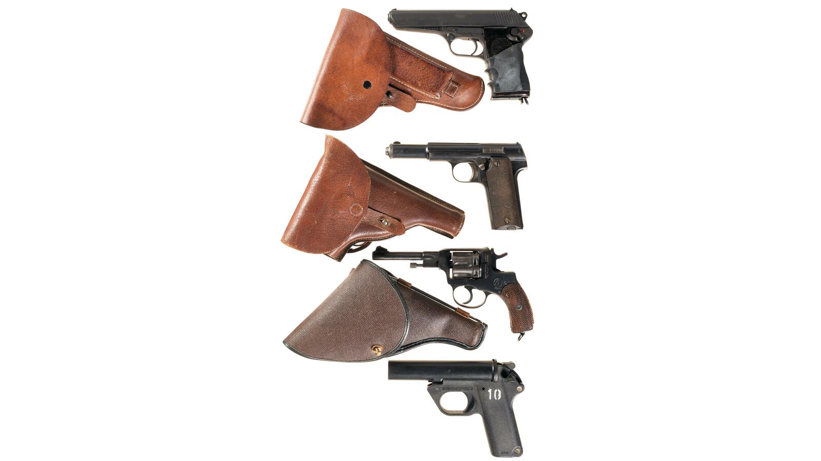 Three European Handguns w/ Holsters and One Flare Pistol | Rock Island ...