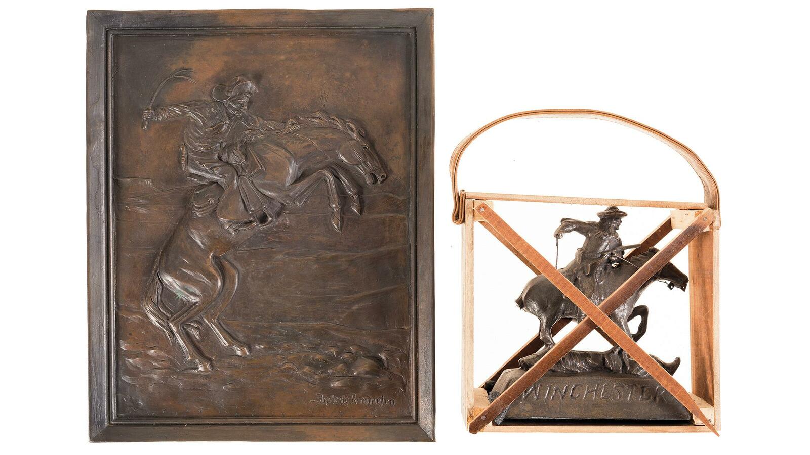 Bronze Plaque and Winchester Pony Express Sculpture | Rock Island Auction