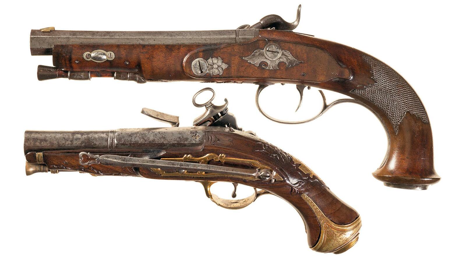 Two Engraved Antique European Pistols | Rock Island Auction