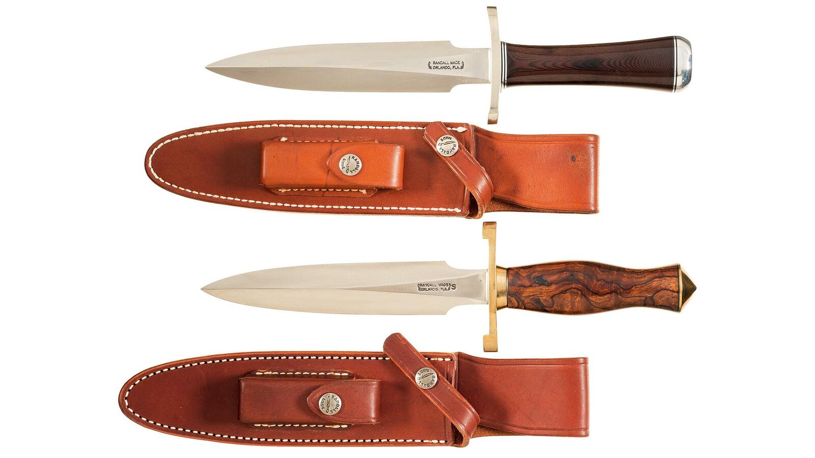 Two Randall 2-7 Fighting Stiletto Daggers with Sheaths | Rock Island ...