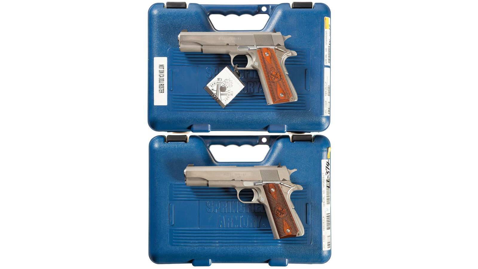 Two Springfield Armory 1911-A1 Semi-Automatic Pistols w/ Cases | Rock ...