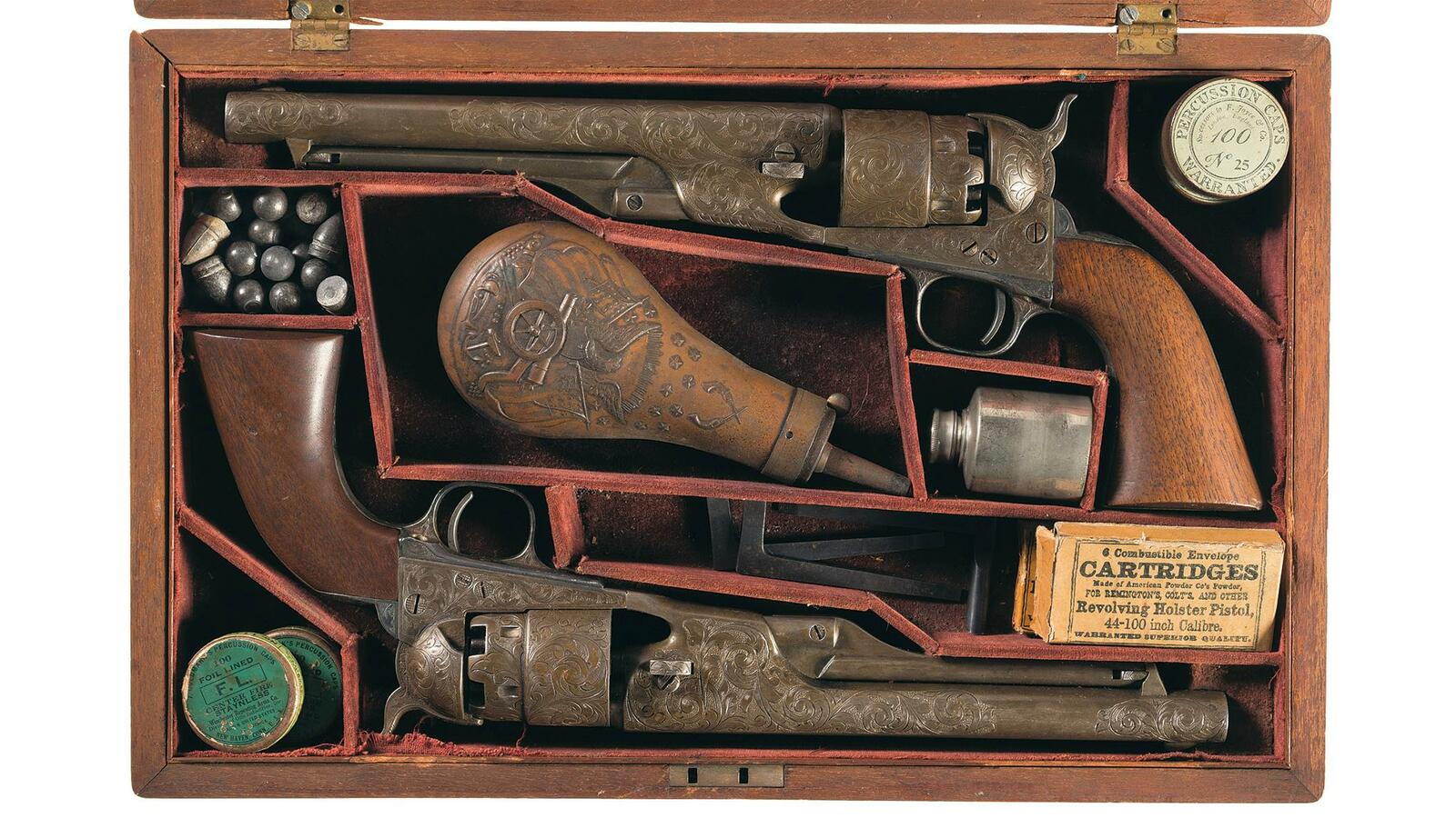 Cased Pair of Engraved Colt Model 1860 Army Percussion Revolvers | Rock ...