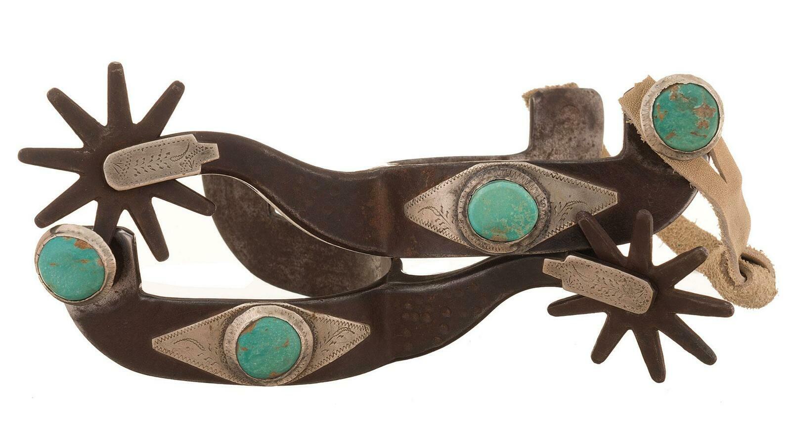 Kelly Bros. No. 58 Pattern Silver and Turquoise Mounted Spurs | Rock ...