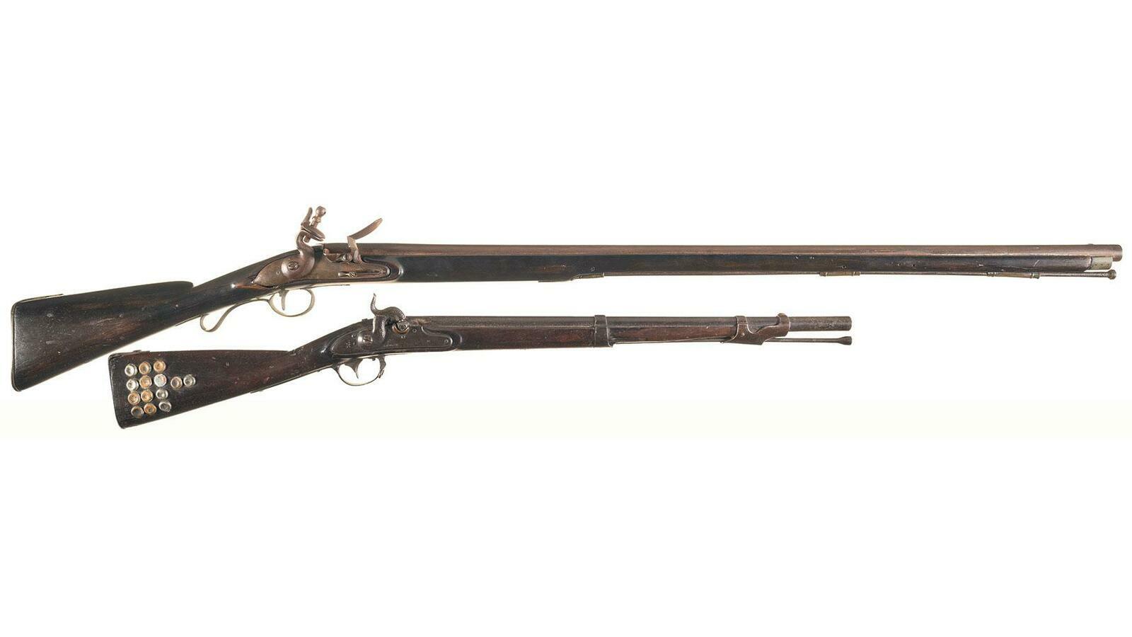 Two Antique Longarms -A) Flintlock Fusil/Fowling Piece | Rock Island ...