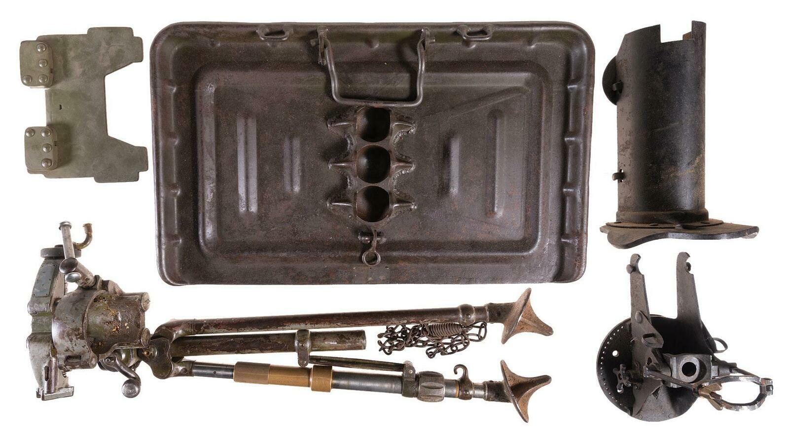 Grouping of Machine Gun Accessories, Tripod and Mortar Plate | Rock ...
