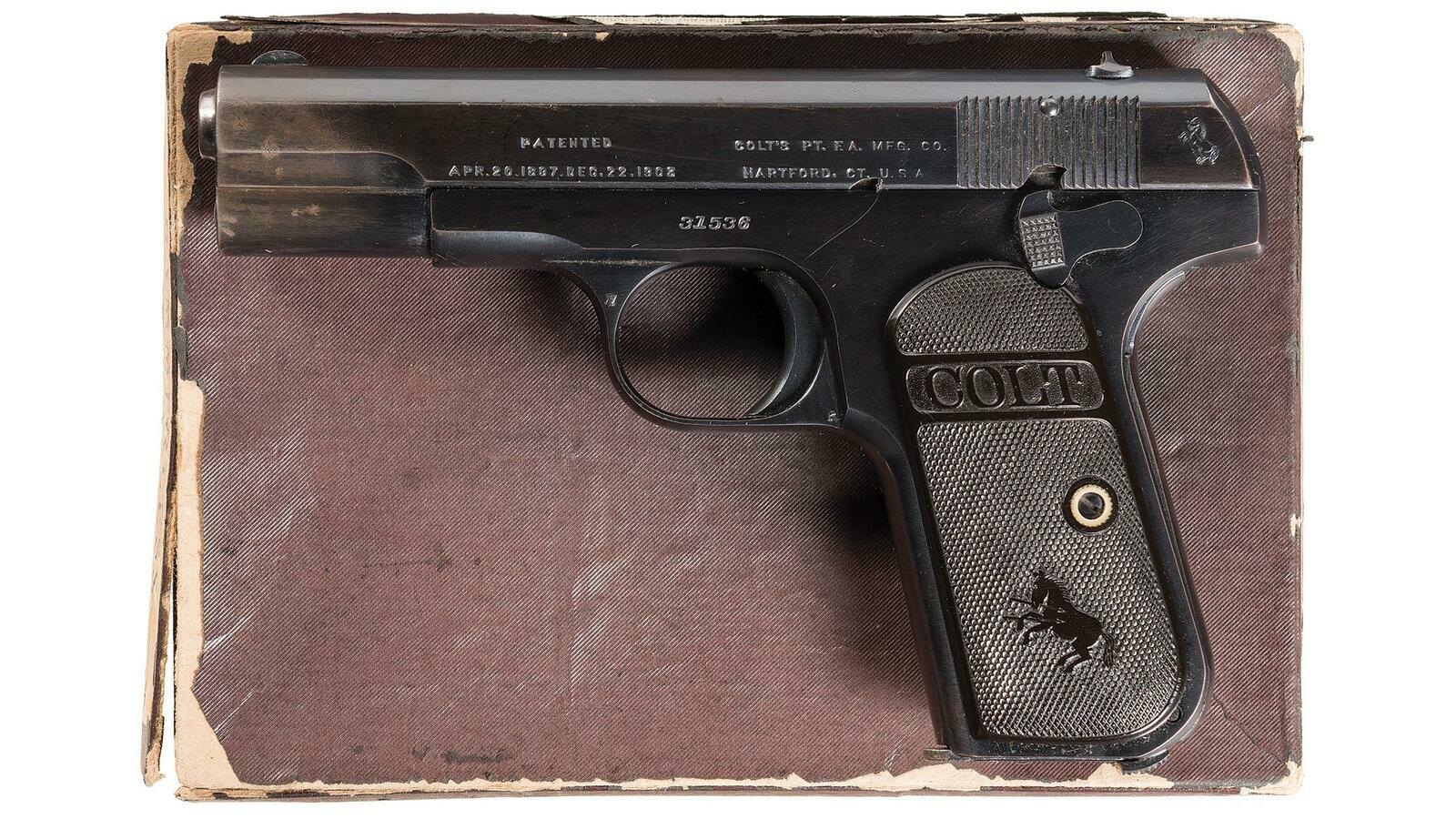 Colt Model 1908 Pocket Hammerless Semi-Automatic Pistol with Box | Rock ...