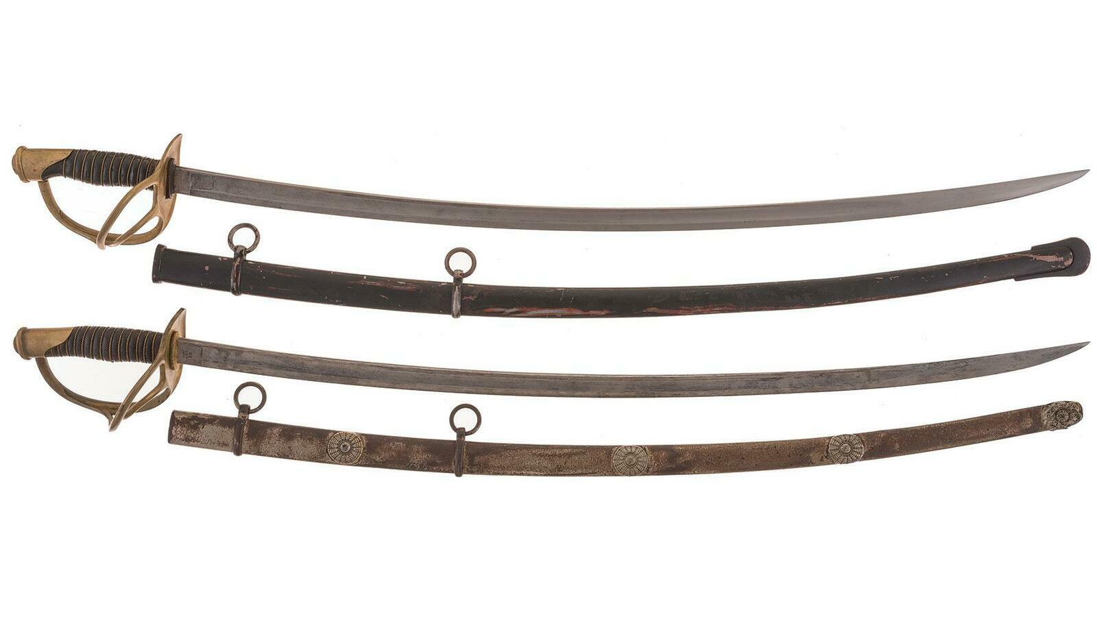 Two American 1860 Pattern Cavalry Swords with Scabbards | Rock Island ...