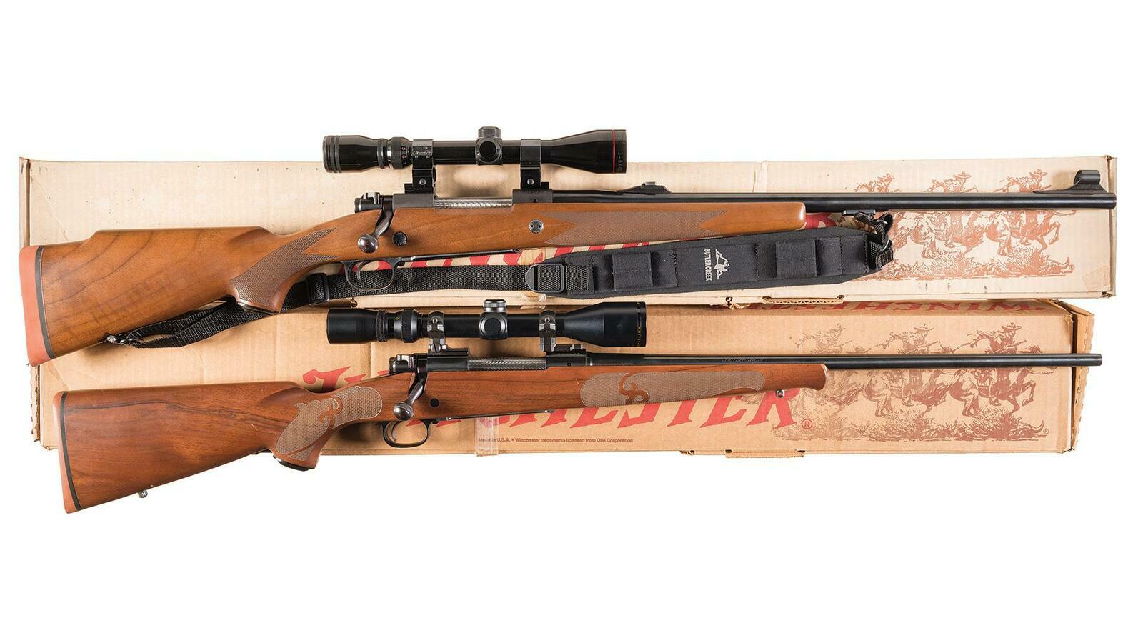 Two Boxed Winchester Model 70 Bolt Action Rifles with Scopes | Rock ...