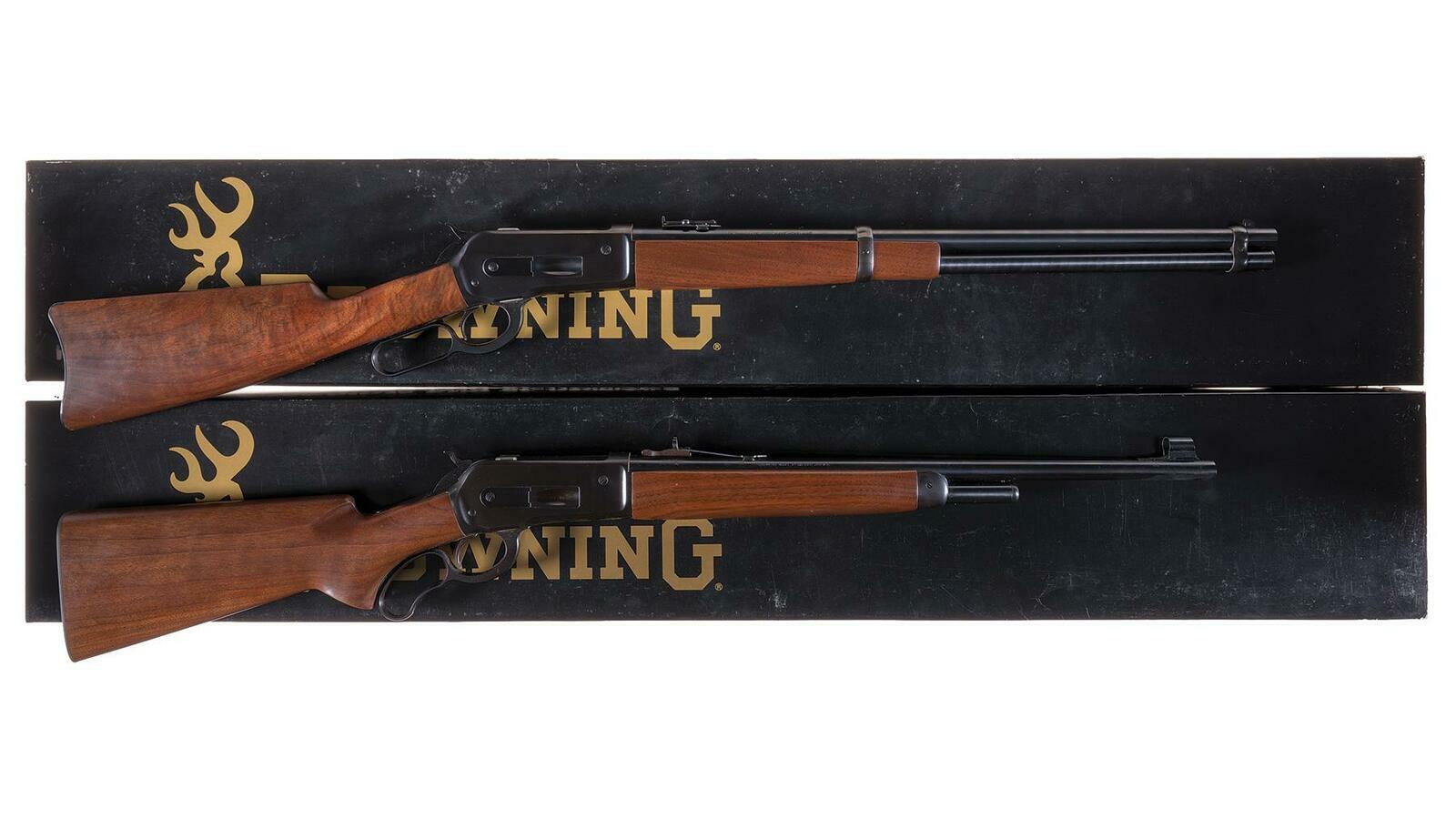 Two Browning Lever Action Rifles with Boxes | Rock Island Auction