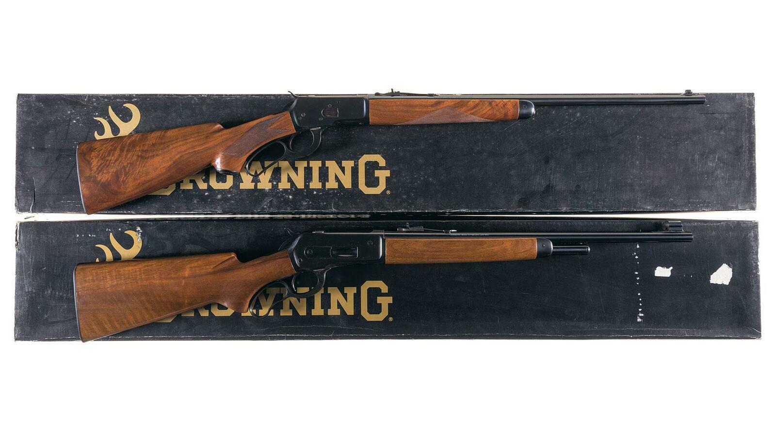 Two Browning Lever Action Rifles with Boxes | Rock Island Auction