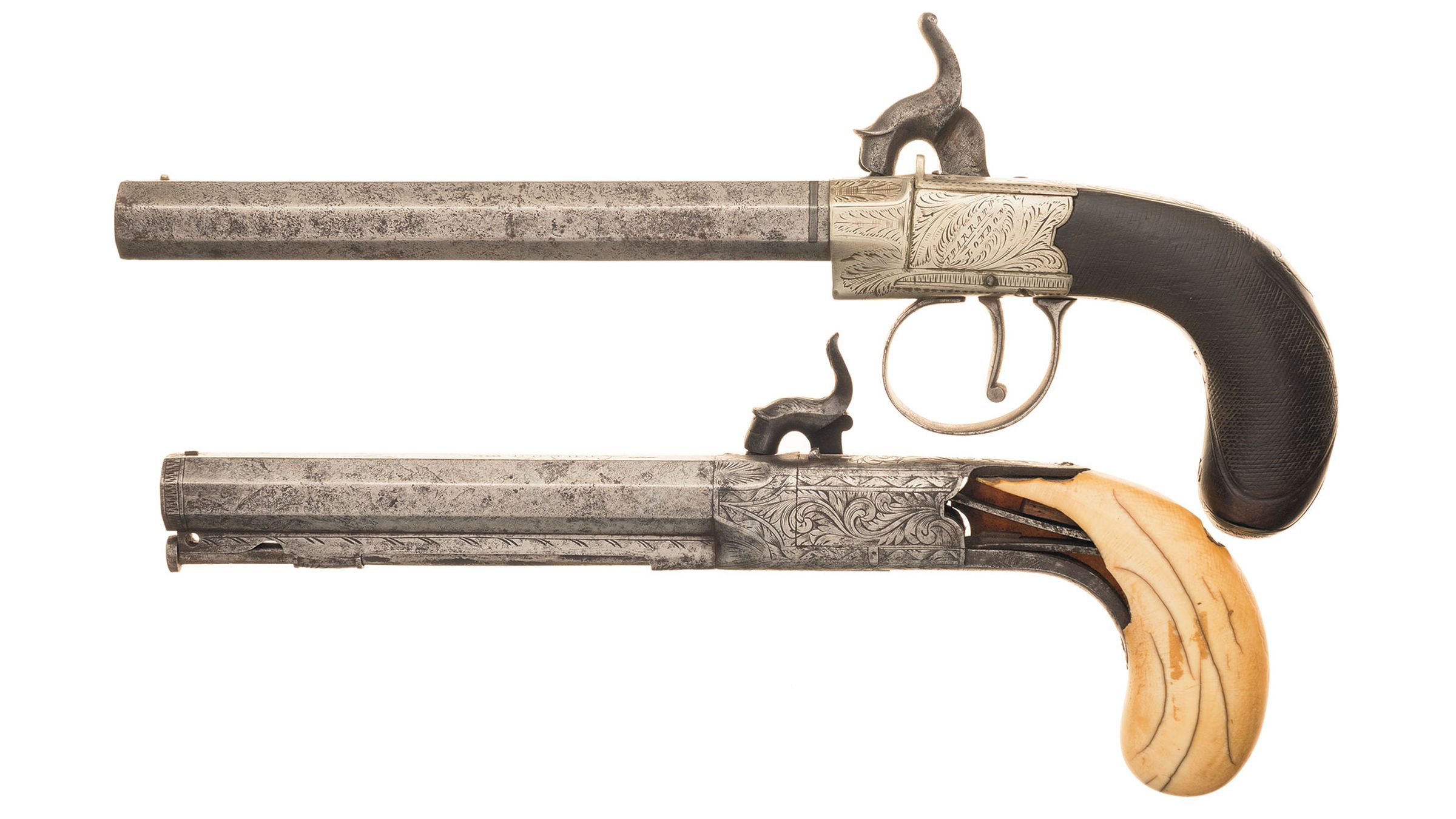 Two Side Hammer Box Lock Percussion Pistols | Rock Island Auction
