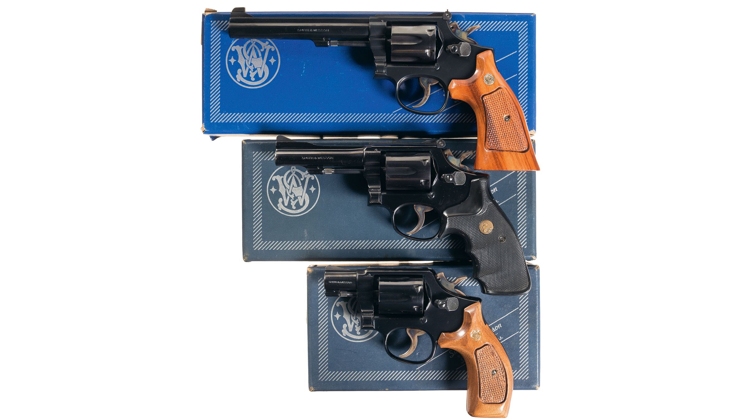 Three Smith & Wesson Double Action Revolvers with Boxes | Rock Island ...