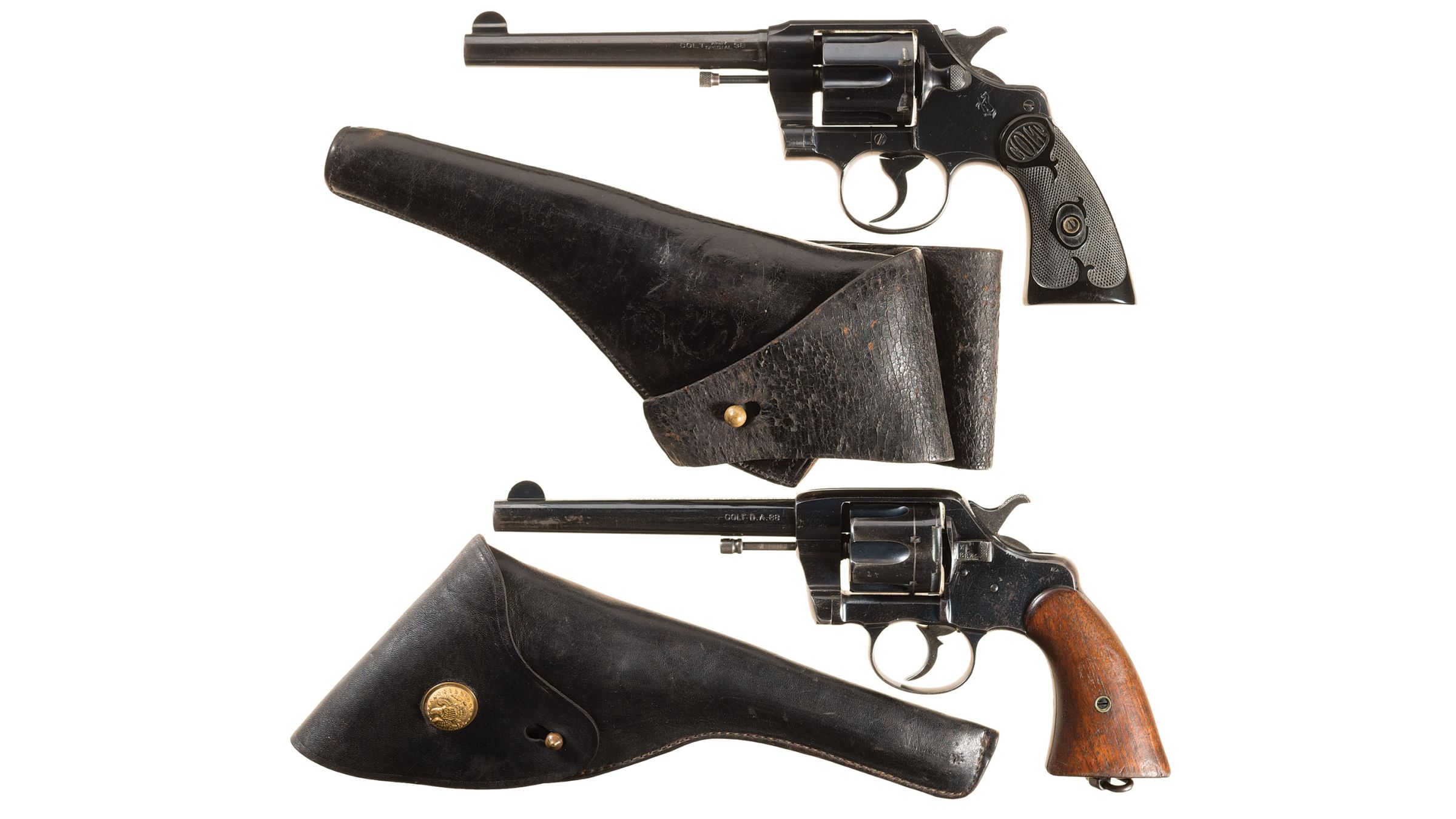 Two Colt Double Action Revolvers with Holsters | Rock Island Auction
