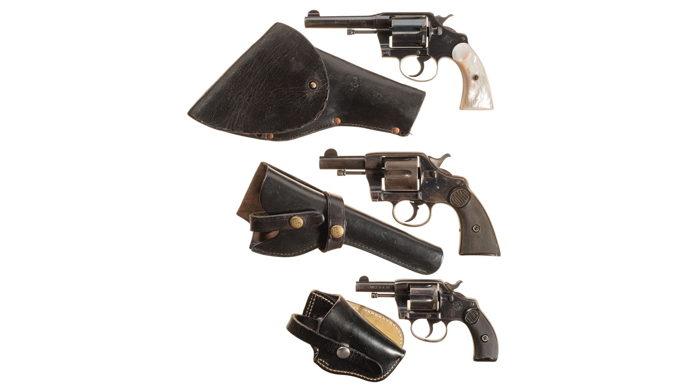 Three Colt Double Action Revolvers with Holsters | Rock Island Auction