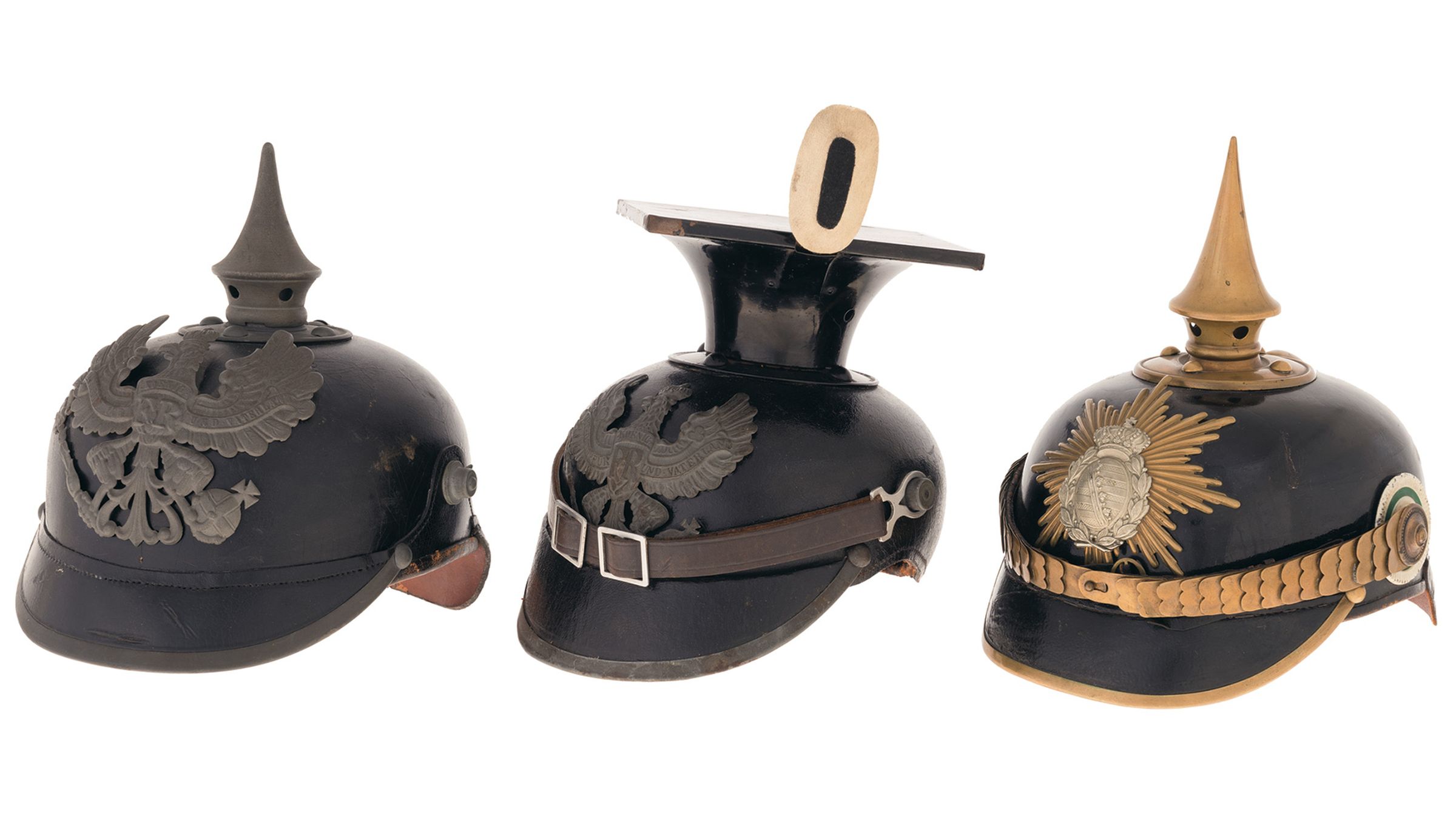 Three German Pickelhaube Helmets | Rock Island Auction