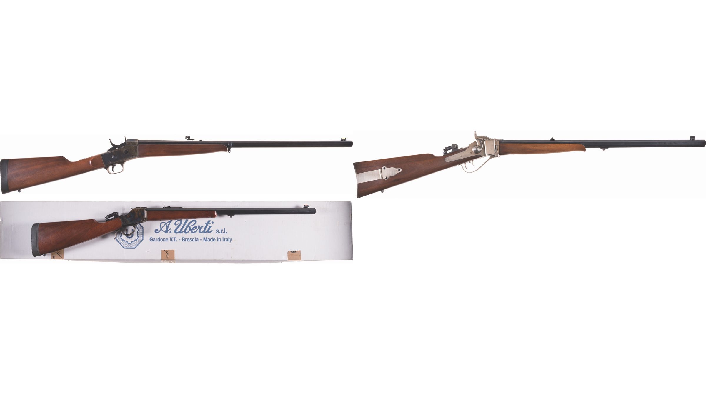 Three Reproduction Single Shot Rifles with Boxes | Rock Island Auction