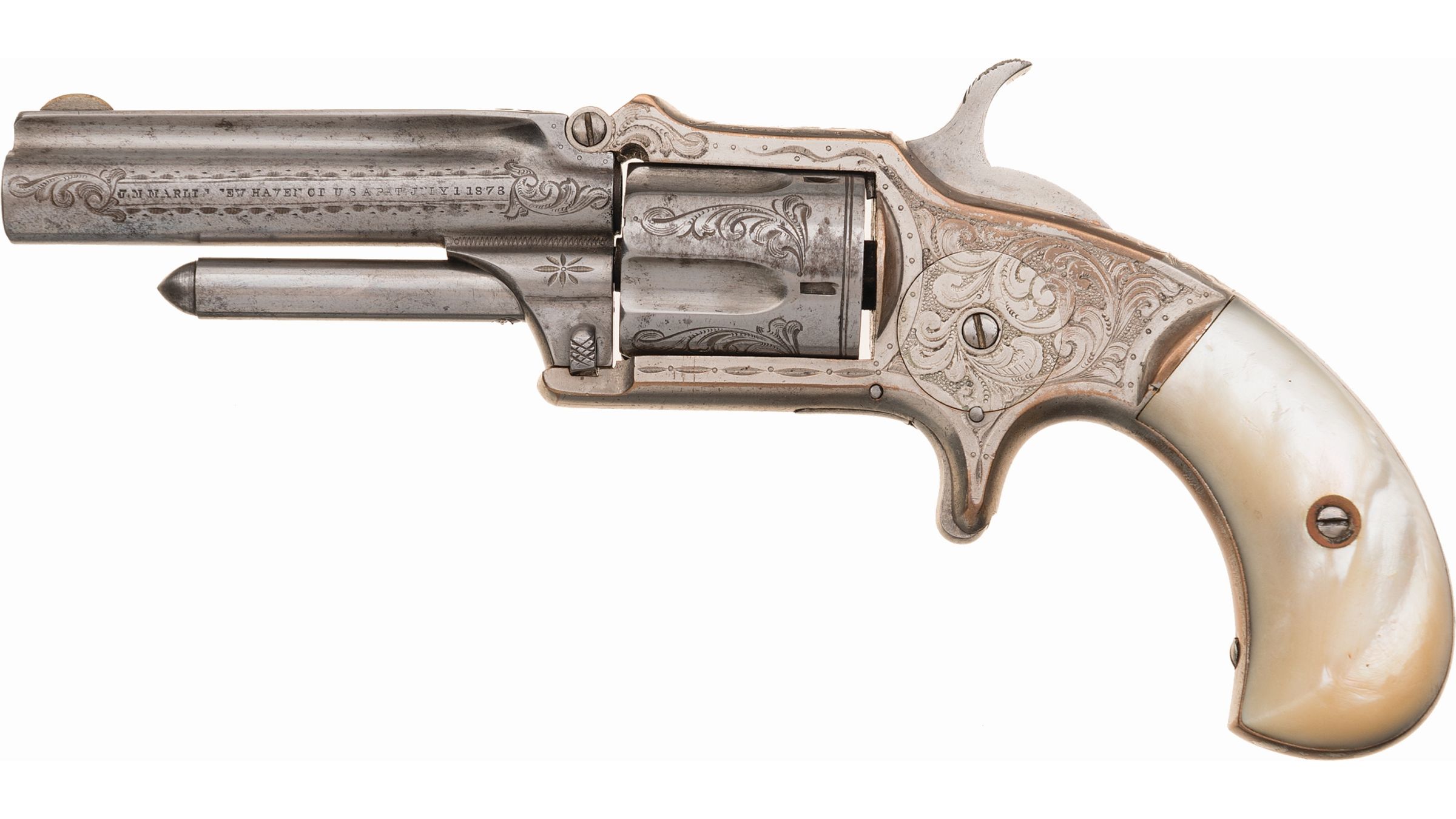 Engraved Marlin 32 Standard Model 1875 Spur Trigger Revolver | Rock ...