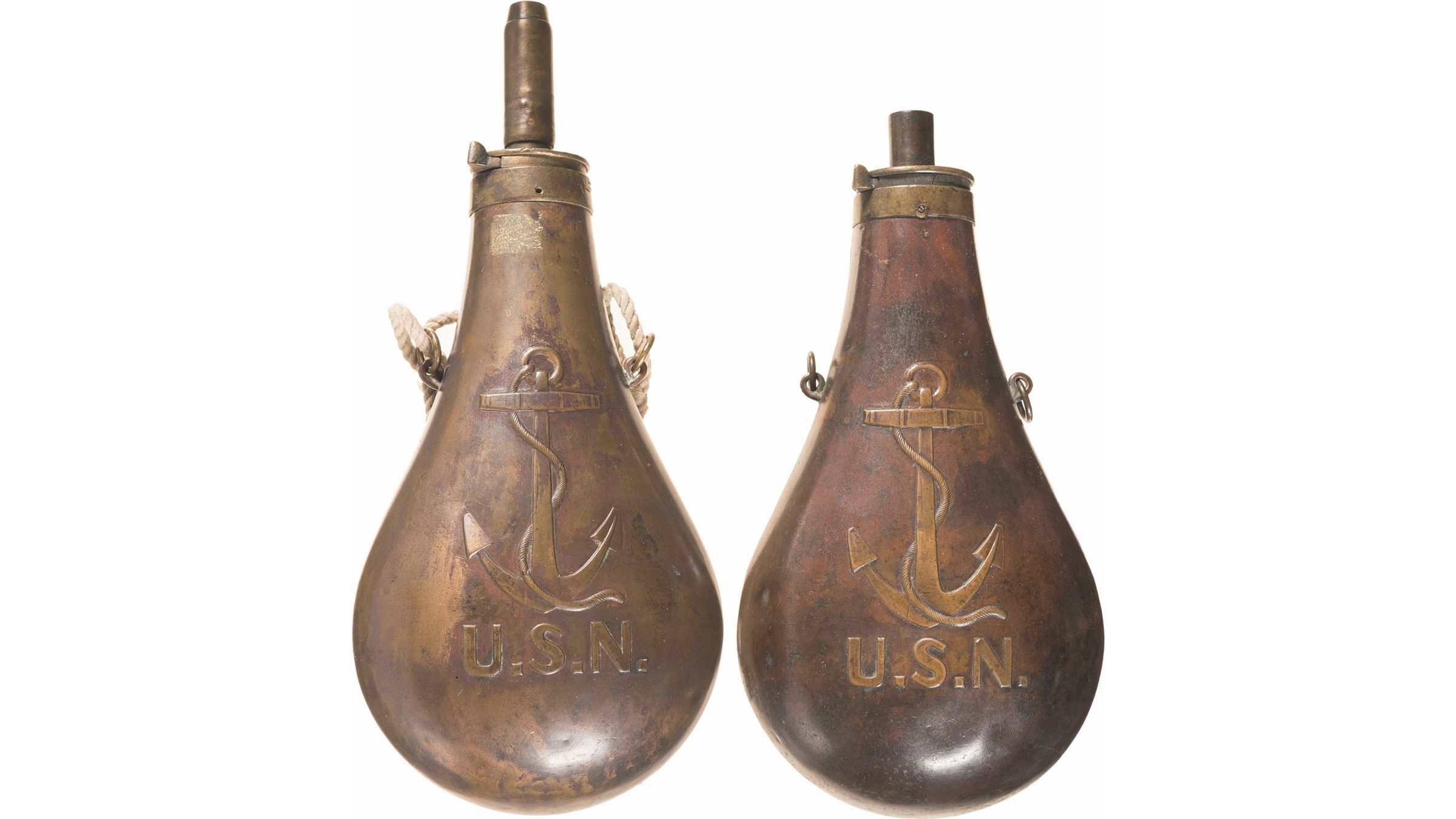 Two Ames Model 1843 Musket Powder Flasks | Rock Island Auction
