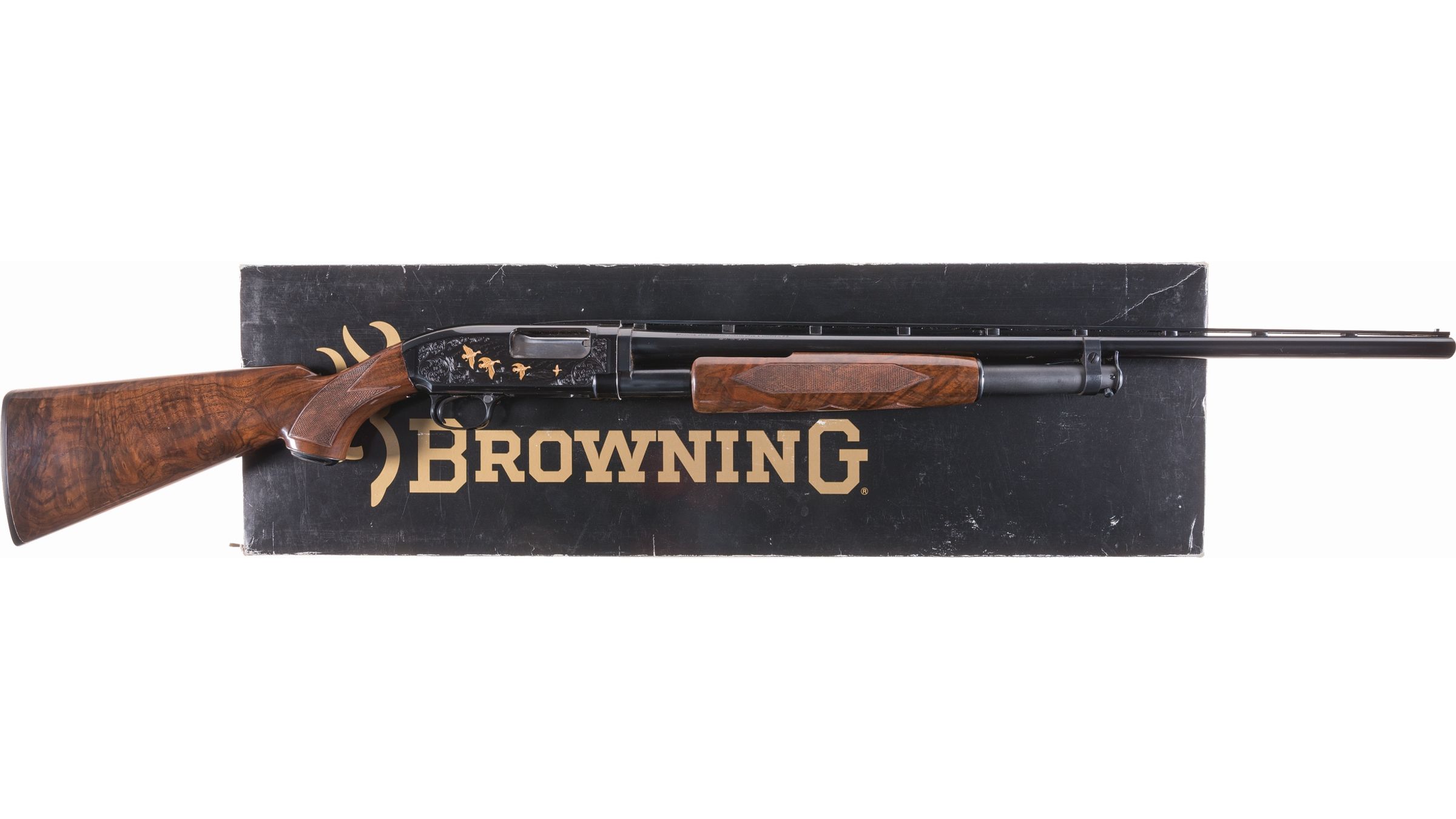 Engraved Browning Model 12 Grade 5 Slide Action Shotgun with Box | Rock ...