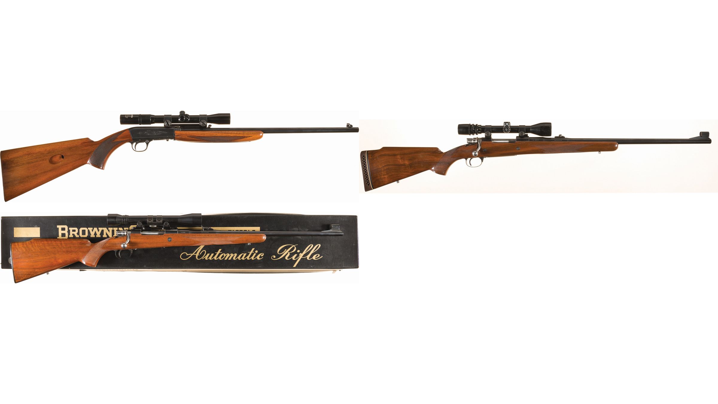 Three Belgian Browning Rifles with Scopes | Rock Island Auction