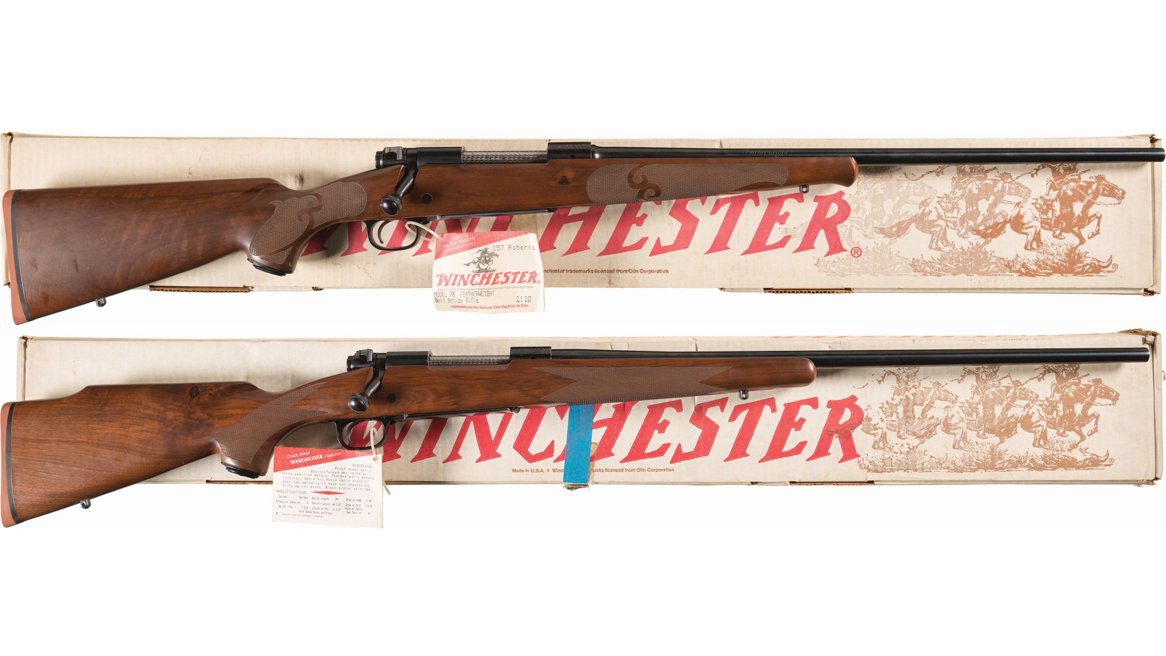 Two Winchester Model 70 Bolt Action Rifles with Boxes | Rock Island Auction