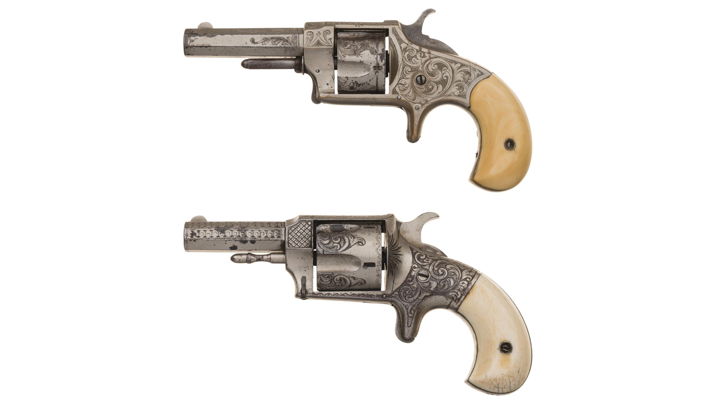 Two Engraved U.S. Arms Co. Pocket Revolvers | Rock Island Auction