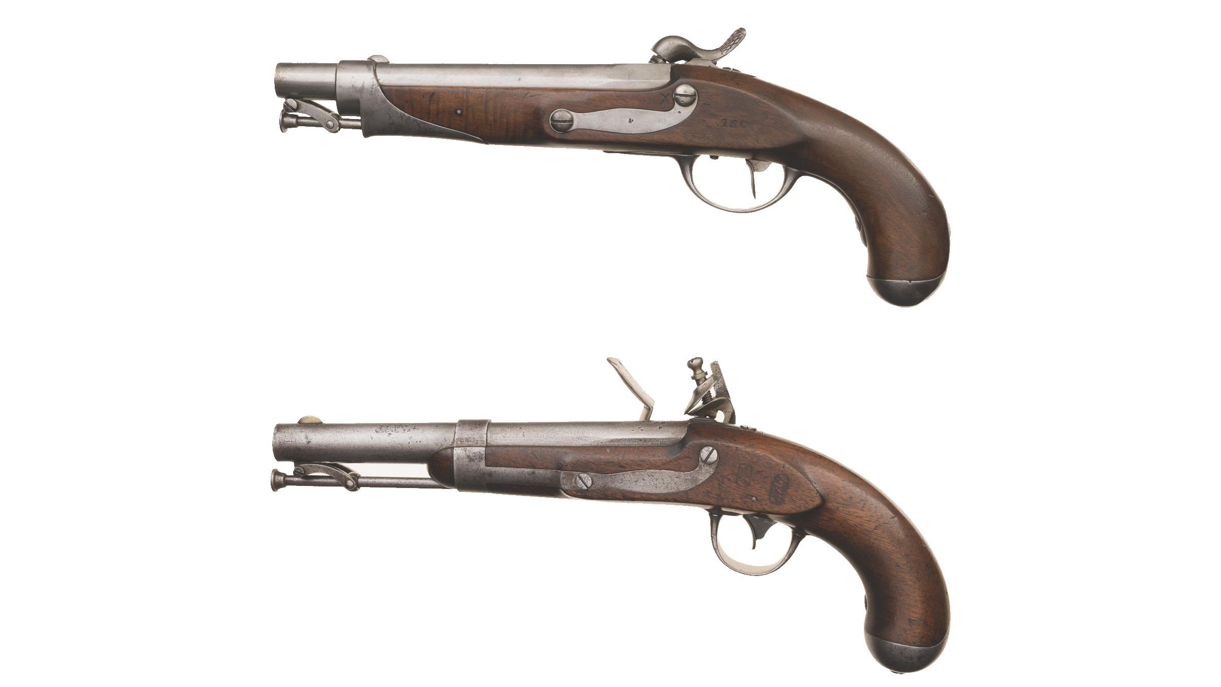 Two Antique Single Shot Martial Pistols | Rock Island Auction