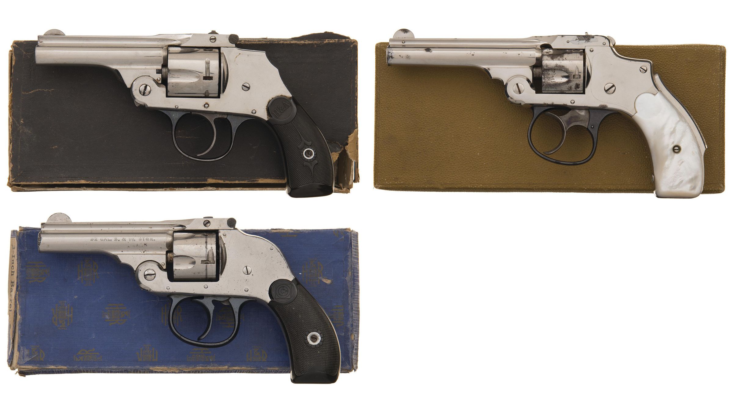 Three American Hammerless Double Action Revolvers with Boxes | Rock ...