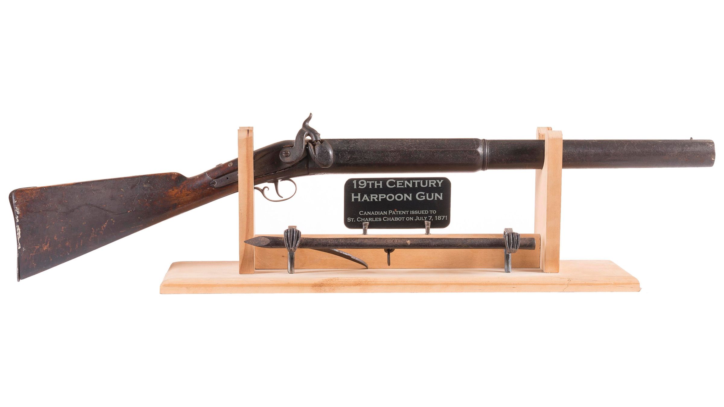 D. Chabot Percussion Harpoon Gun with Lance and Stand | Rock Island Auction