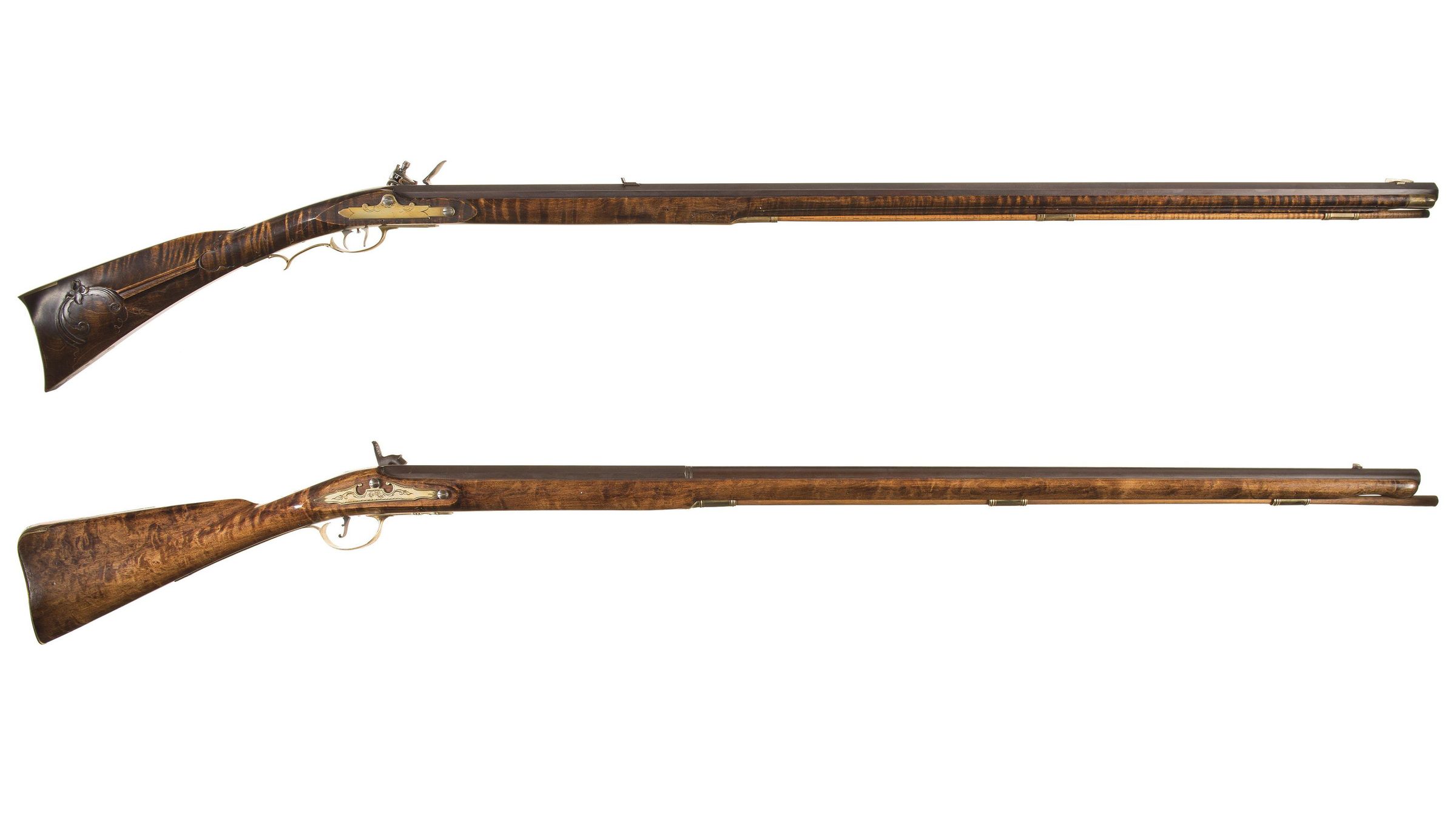 Two Engraved Contemporary Left handed Muzzleloading Long Guns | Rock ...