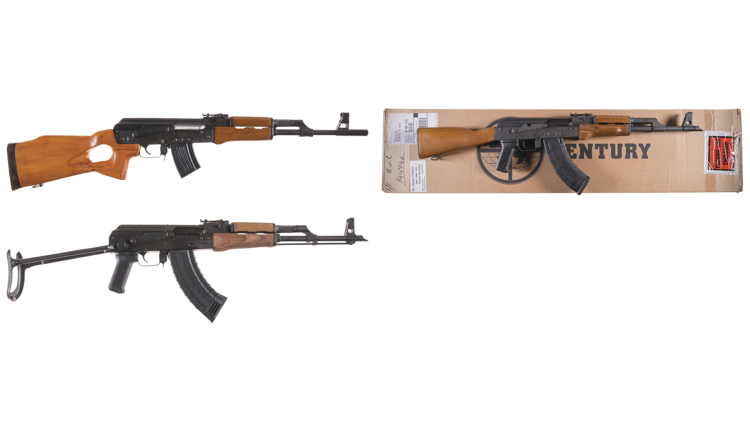 Three AK Pattern Semi-Automatic Long Guns with Boxes | Rock Island Auction