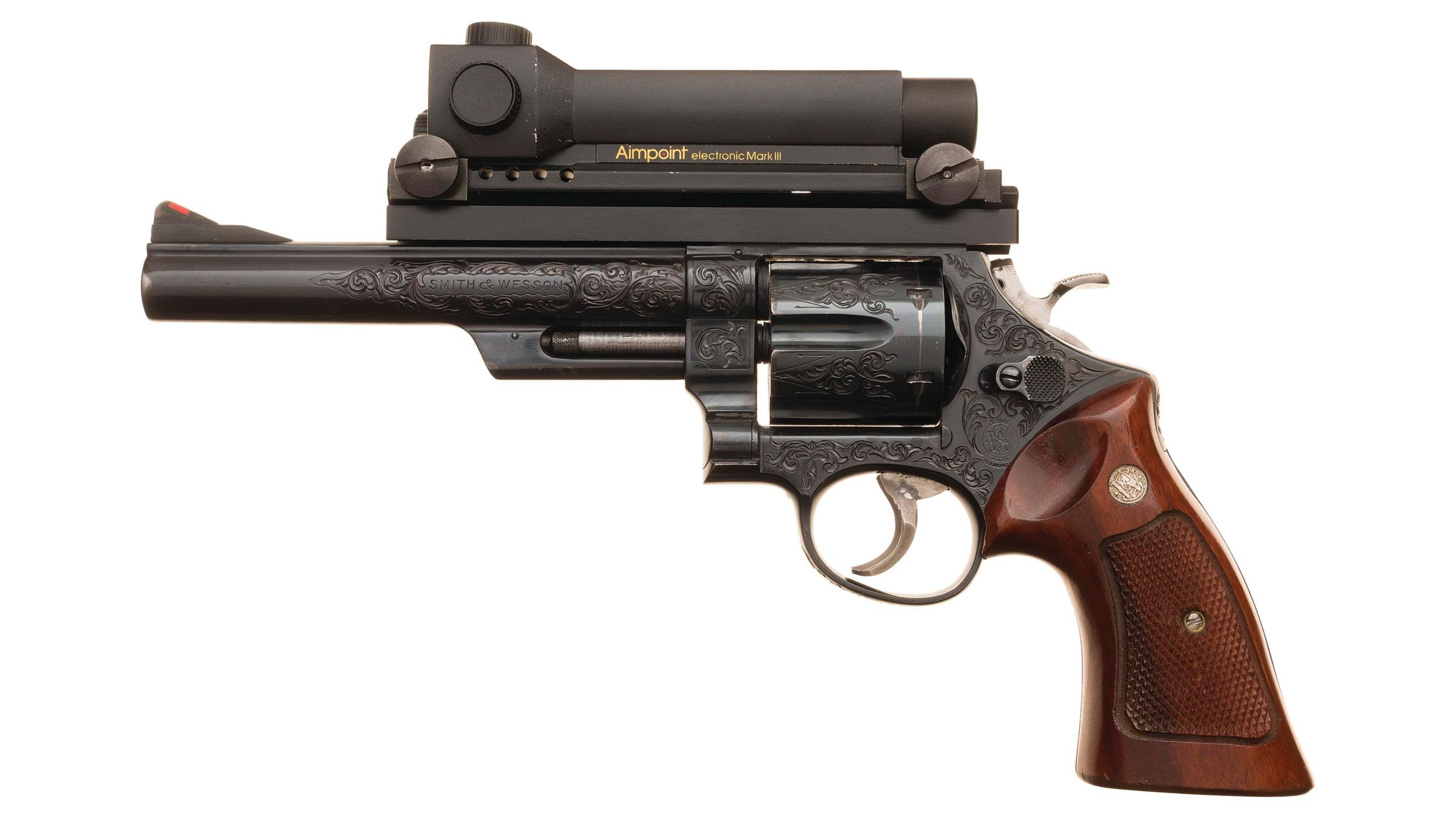Engraved Smith & Wesson Pre-Model 29 Revolver with Red Dot | Rock ...
