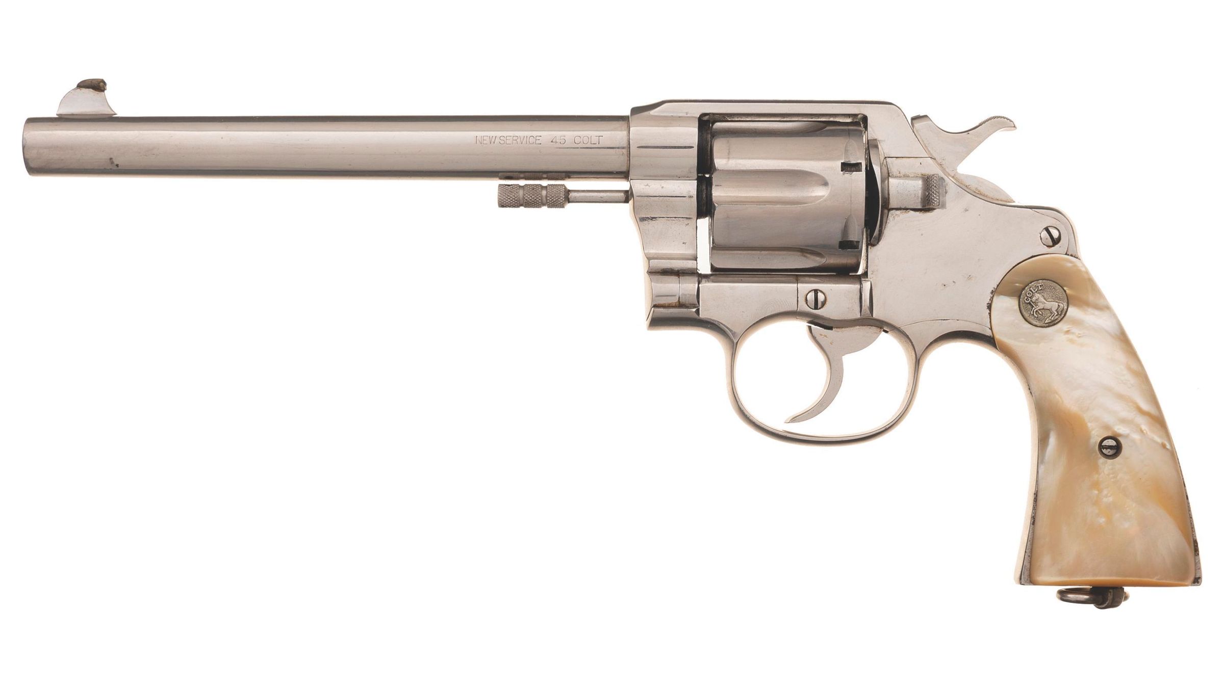 Colt New Service Double Action Revolver with Pearl Grips | Rock Island ...